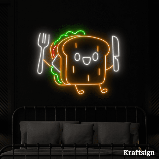 Craftnamesign Sandwich Neon Sign, Breakfast Shop Decor, Sandwich LED ...