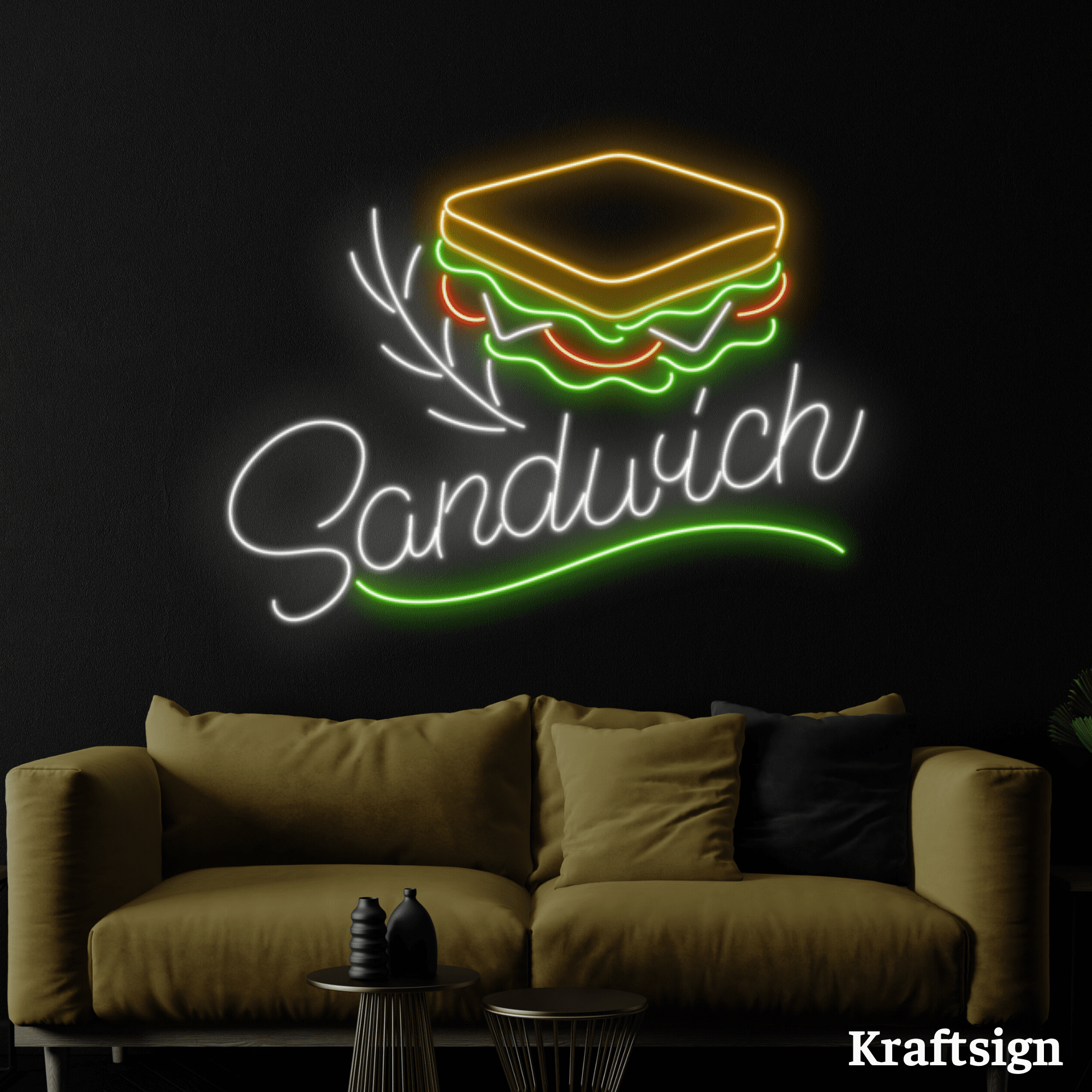 Craftnamesign Sandwich Neon Sign, Sandwich Shop Decor, Fast Food LED ...