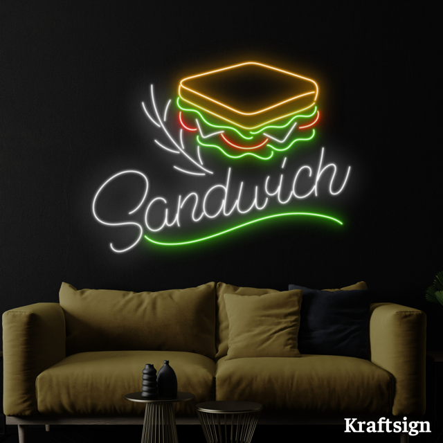 Craftnamesign Sandwich Neon Sign, Sandwich Shop Decor, Fast Food LED ...