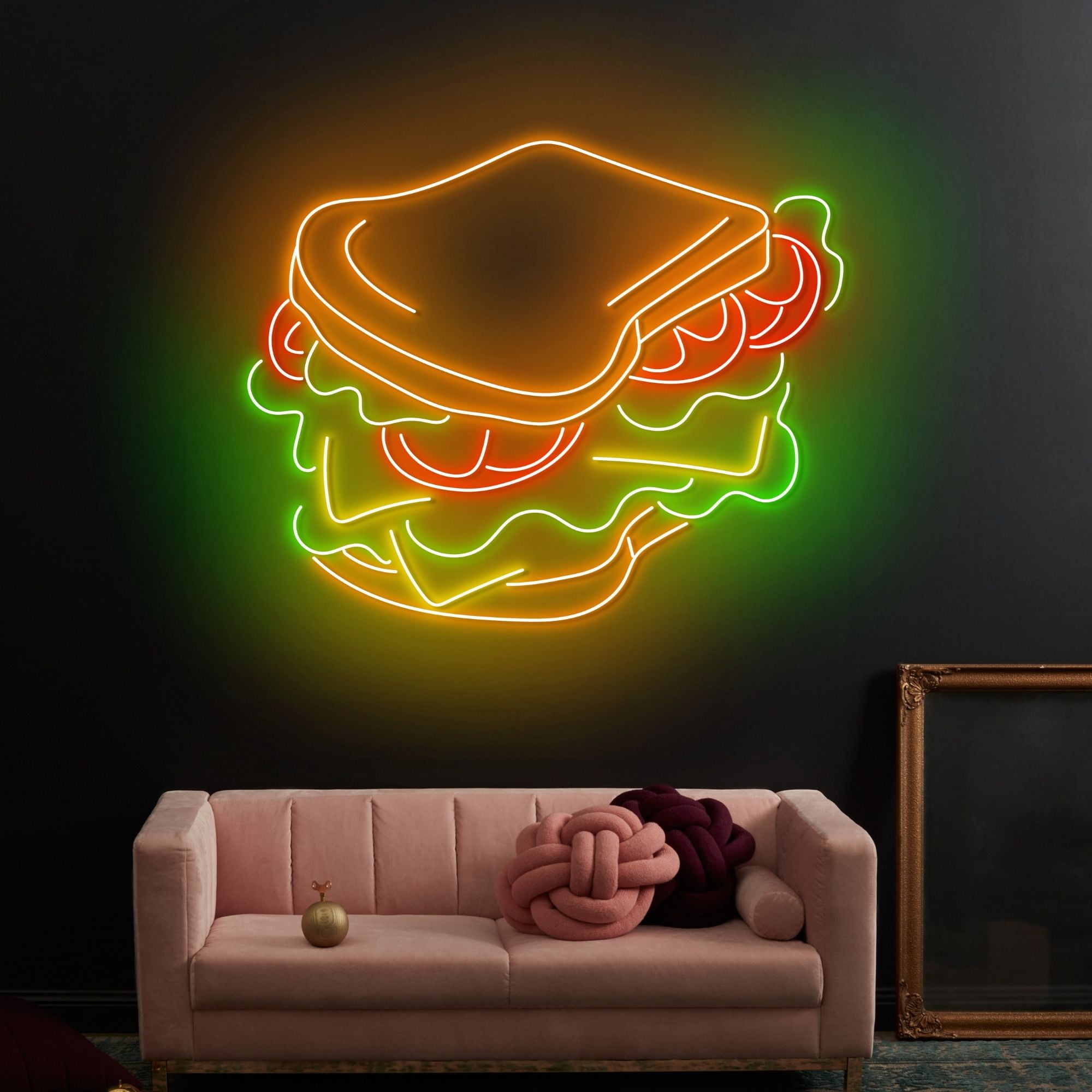 Craftnamesign Sandwich Neon Sign Wall Art, Sandwich Breakfast Cat LED ...