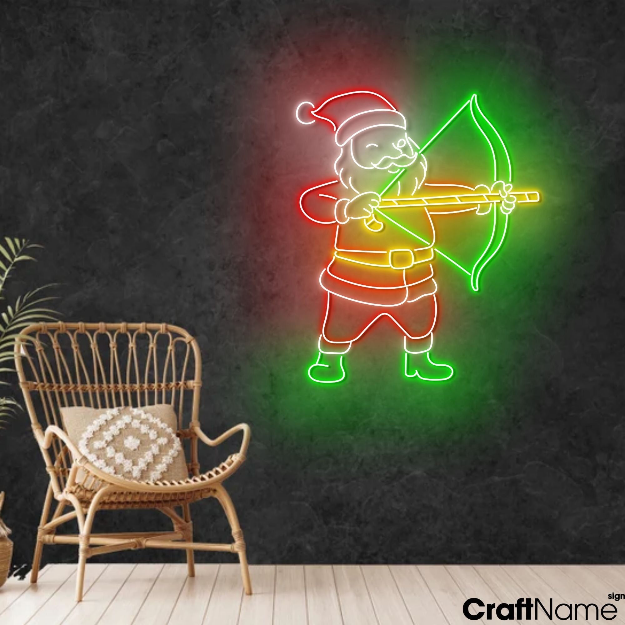 Craftnamesign Santa Archer LED Sign, Archery Club Wall Art, Christmas ...
