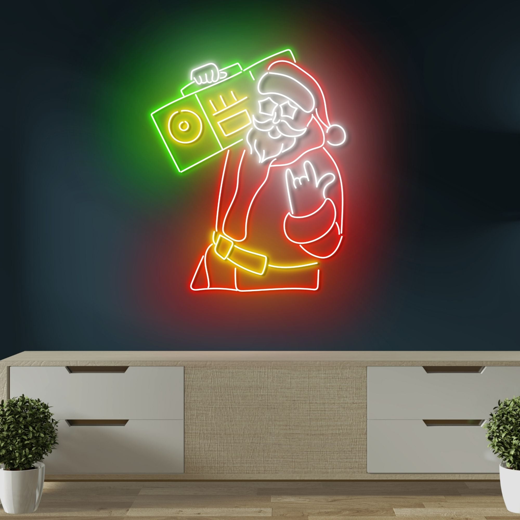 Craftnamesign Santa Boombox Neon Light, Music Club LED Signage ...