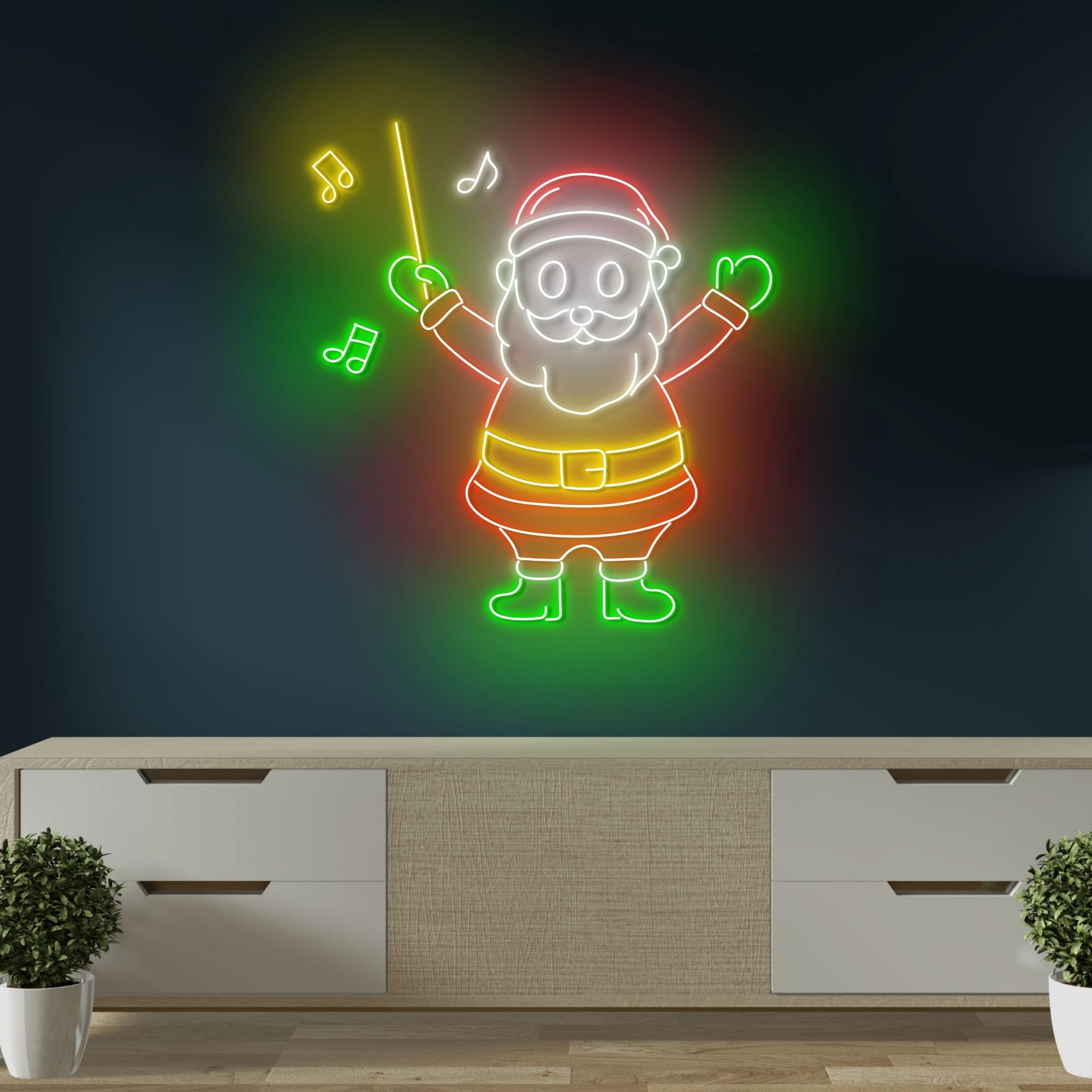 Craftnamesign Santa Orchestra Leader Neon Light, Music Club LED Signage ...