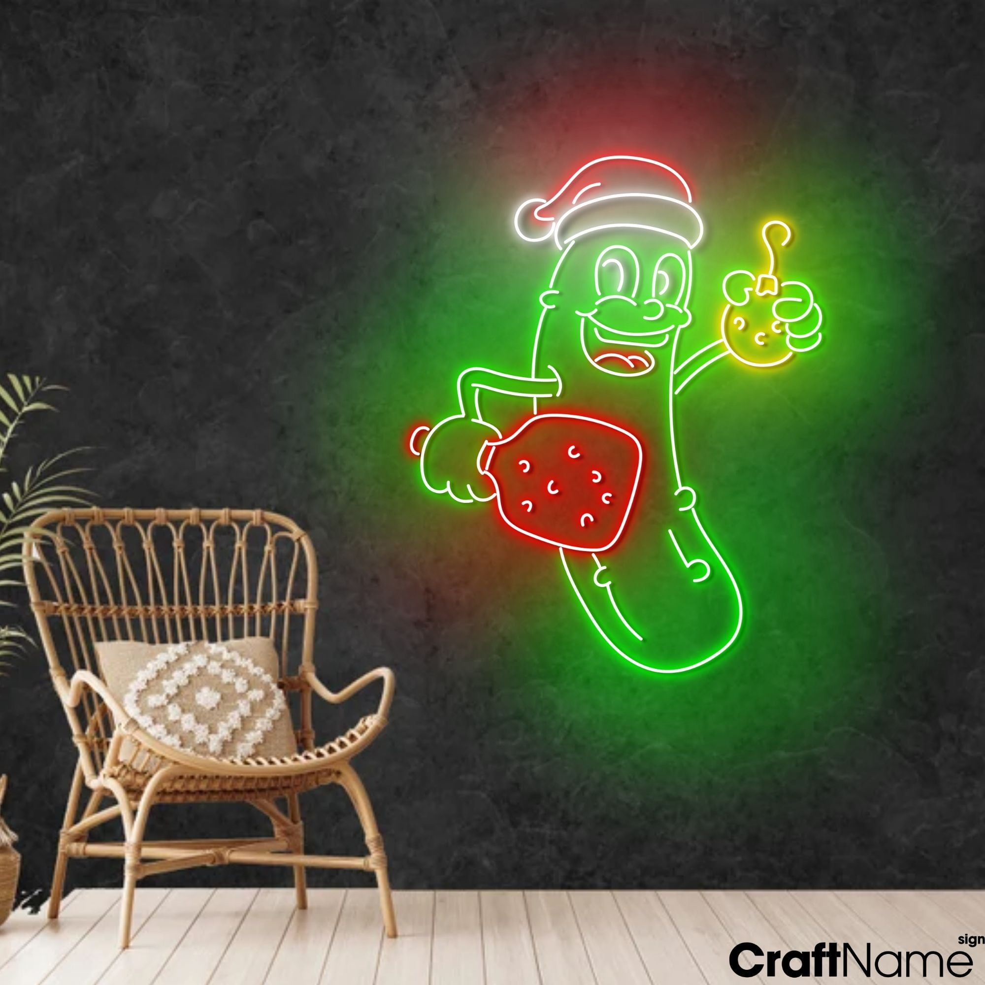 Craftnamesign Santa Pickleball Neon Light, Pickleball Wall Art ...