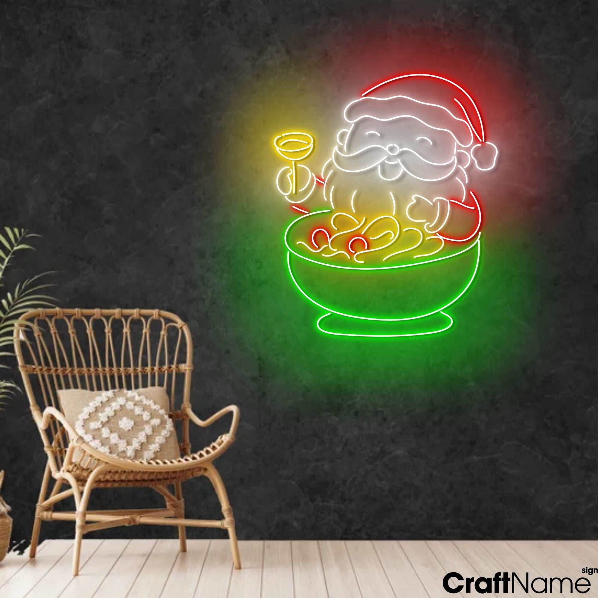 Craftnamesign Santa Ramen LED Light Wall Art, Restaurant Neon Sign ...
