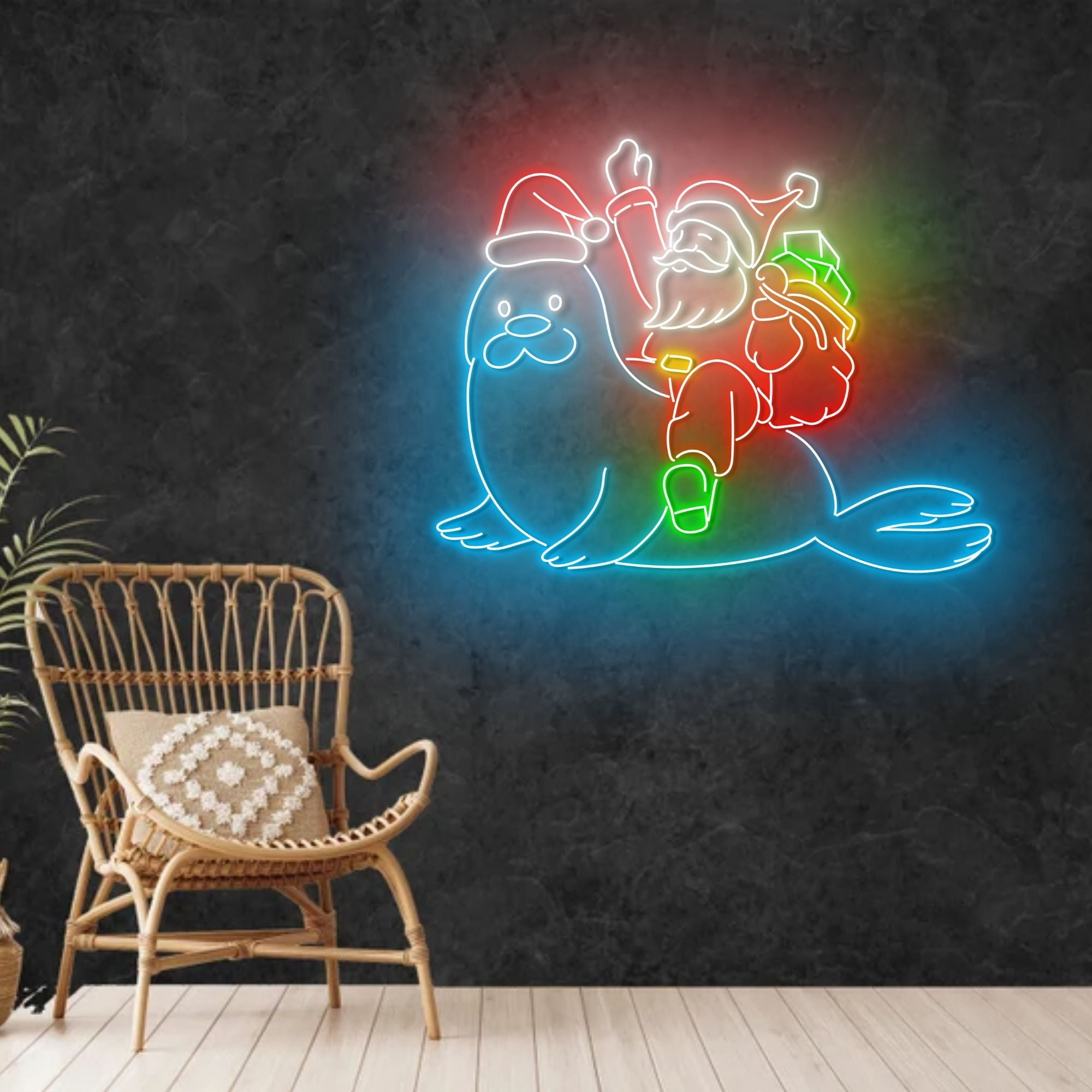Craftnamesign Santa Ride Seal Neon Light, Santa LED Sign, Christmas ...