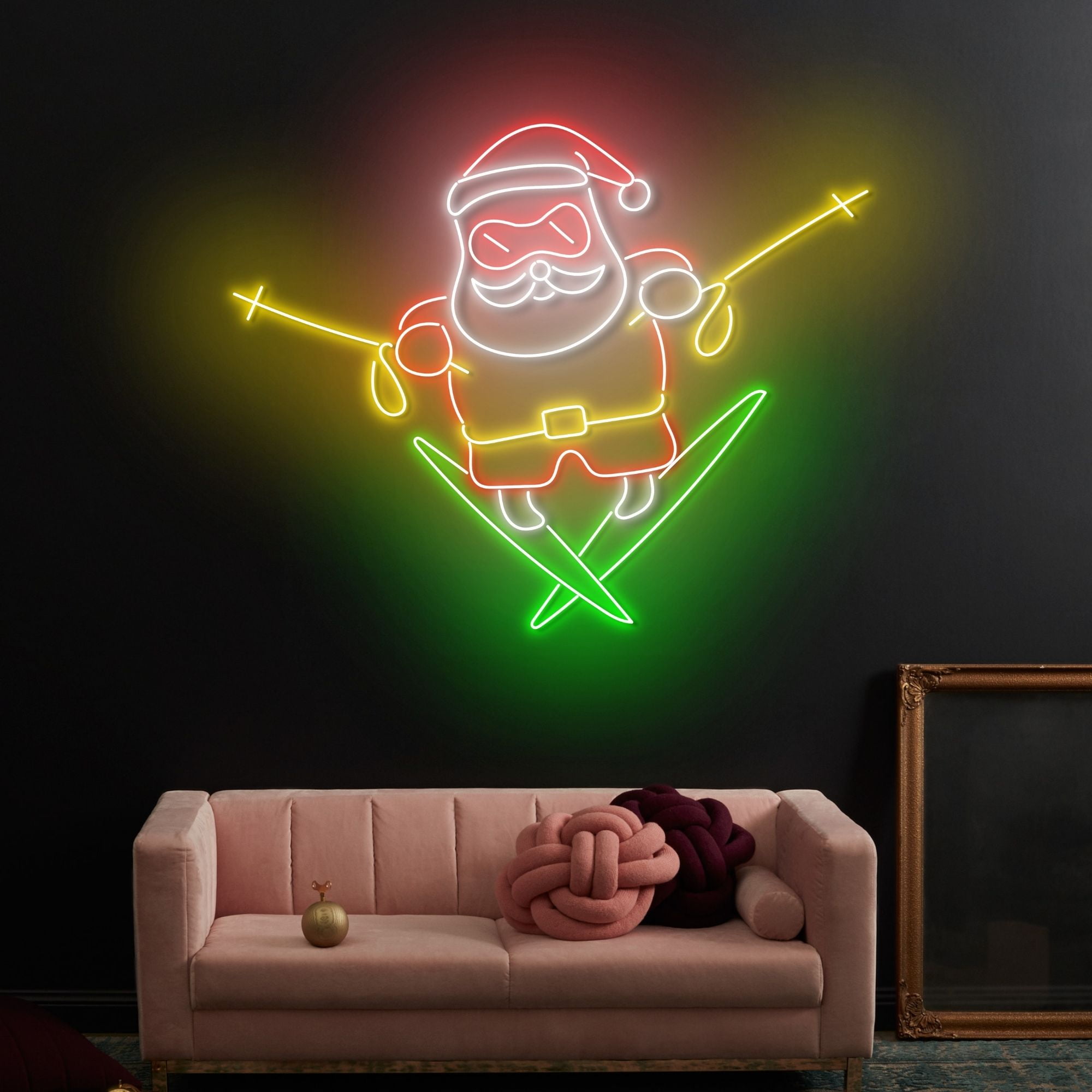 Craftnamesign Santa Skiing Downhill Neon Sign, Santa Skiing LED Light ...