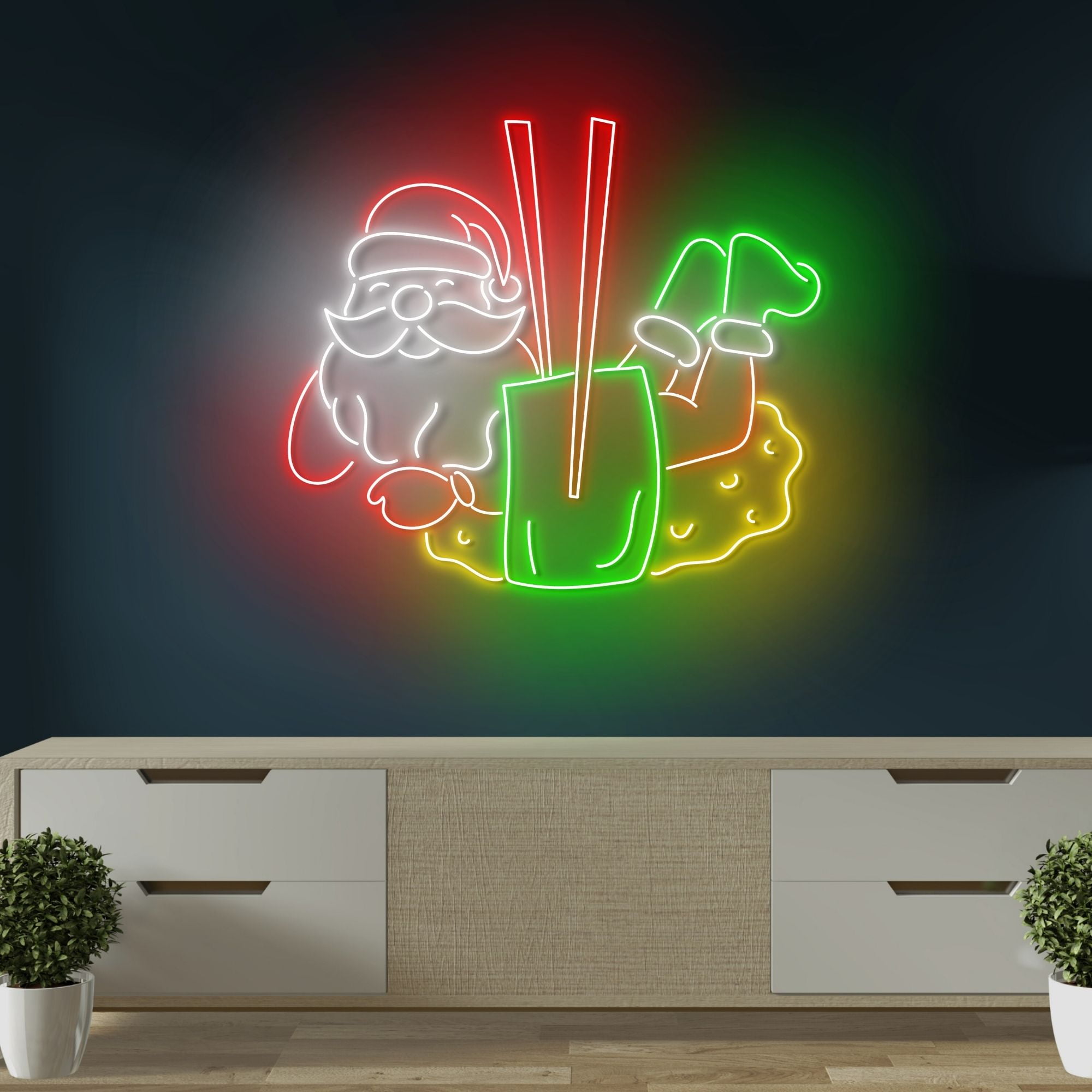 Craftnamesign Santa Sushi Neon Sign, Japanese Restaurant Wall Art ...