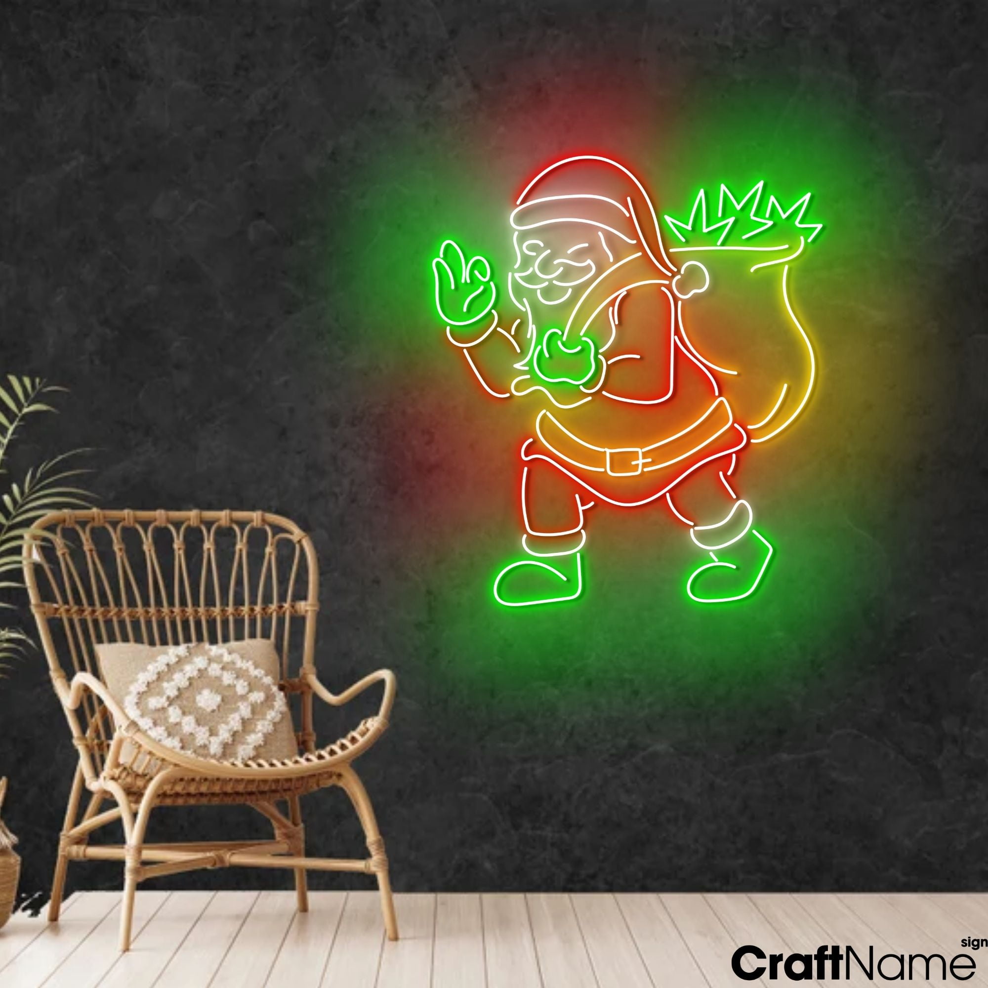 Craftnamesign Santa With Leaf Neon Light, Smoke Shop Wall Art ...