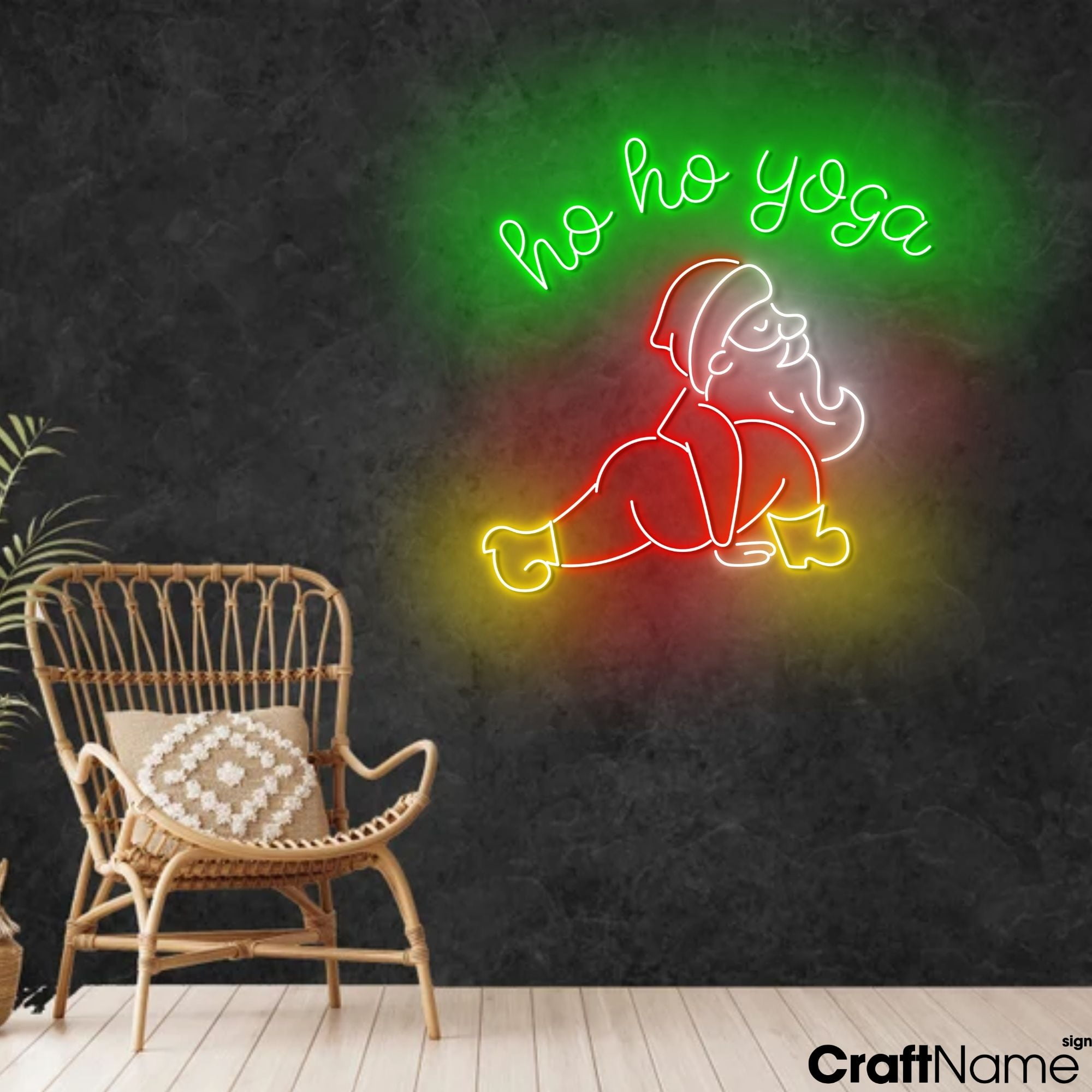 Craftnamesign Santa Yoga Neon Light, Yoga Studio LED Sign, Christmas ...