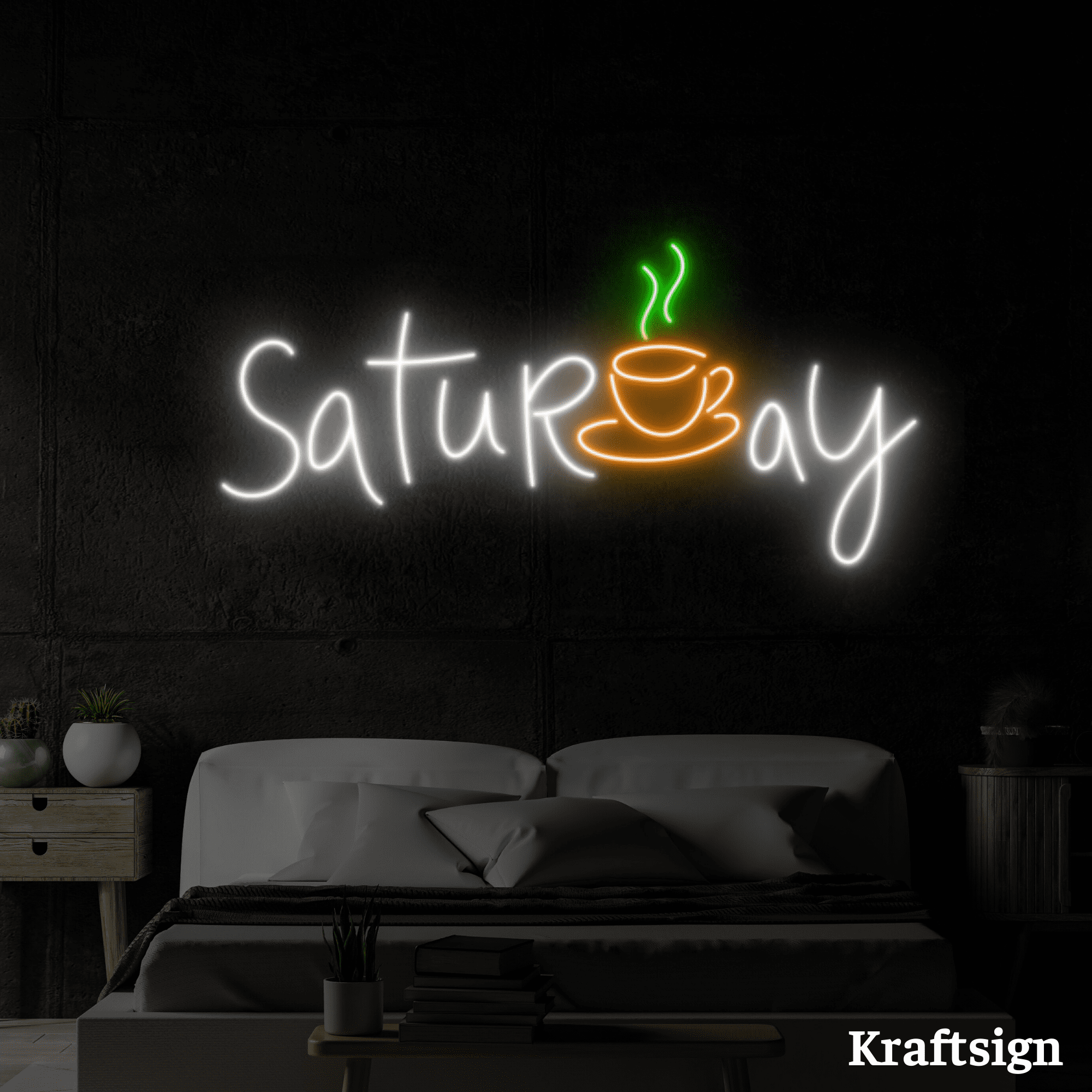 Craftnamesign Saturday Neon Sign, Coffee Shop Decor, Bedroom Wall Art ...