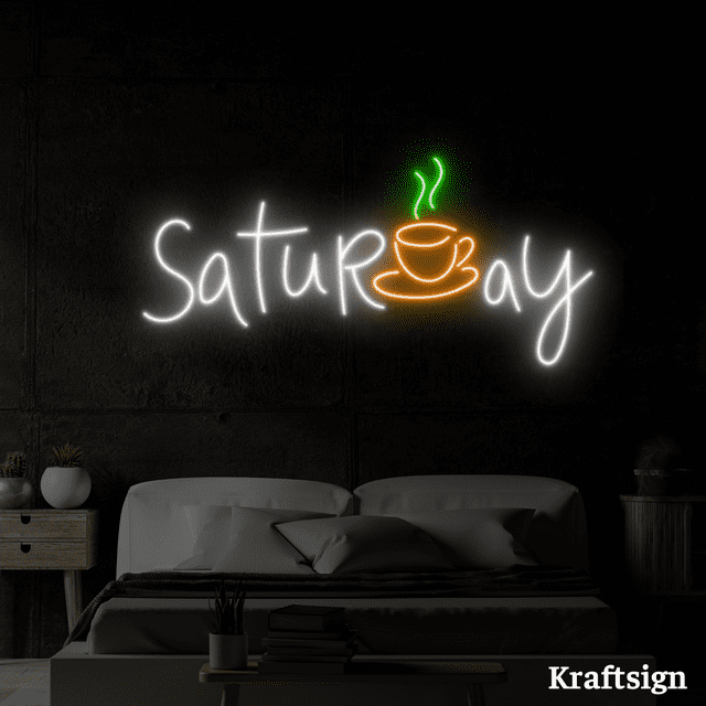Craftnamesign Saturday Neon Sign, Coffee Shop Decor, Bedroom Wall Art ...