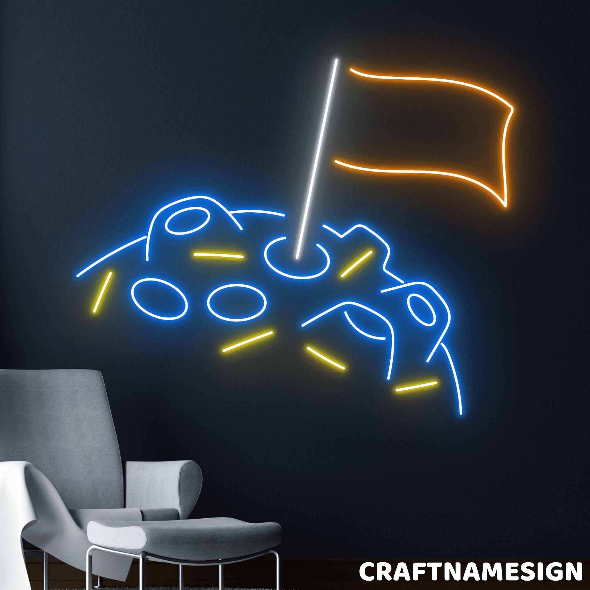 Craftnamesign Saturn Flag Neon Sign, Planet Theme Wall Art, Bedroom ...