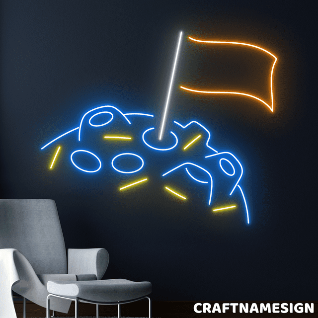 Craftnamesign Saturn Flag Neon Sign, Planet Theme Wall Art, Bedroom ...