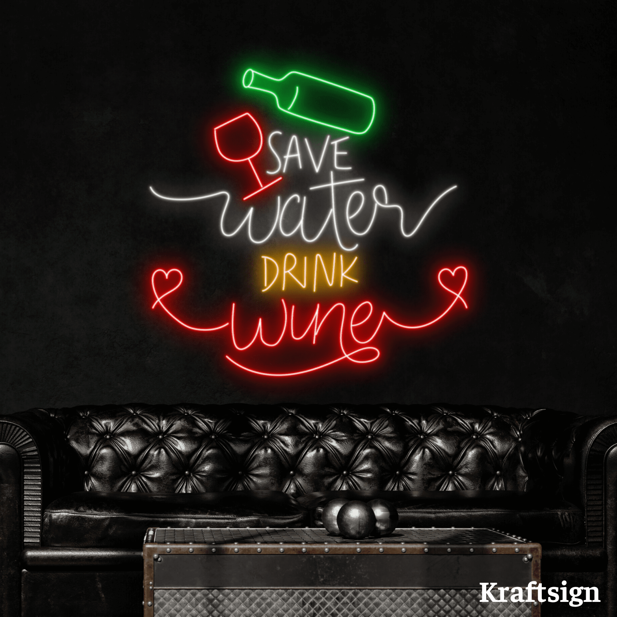 Craftnamesign Save Water Drink Wine Neon Sign, Wine Shop Signs, Bar ...