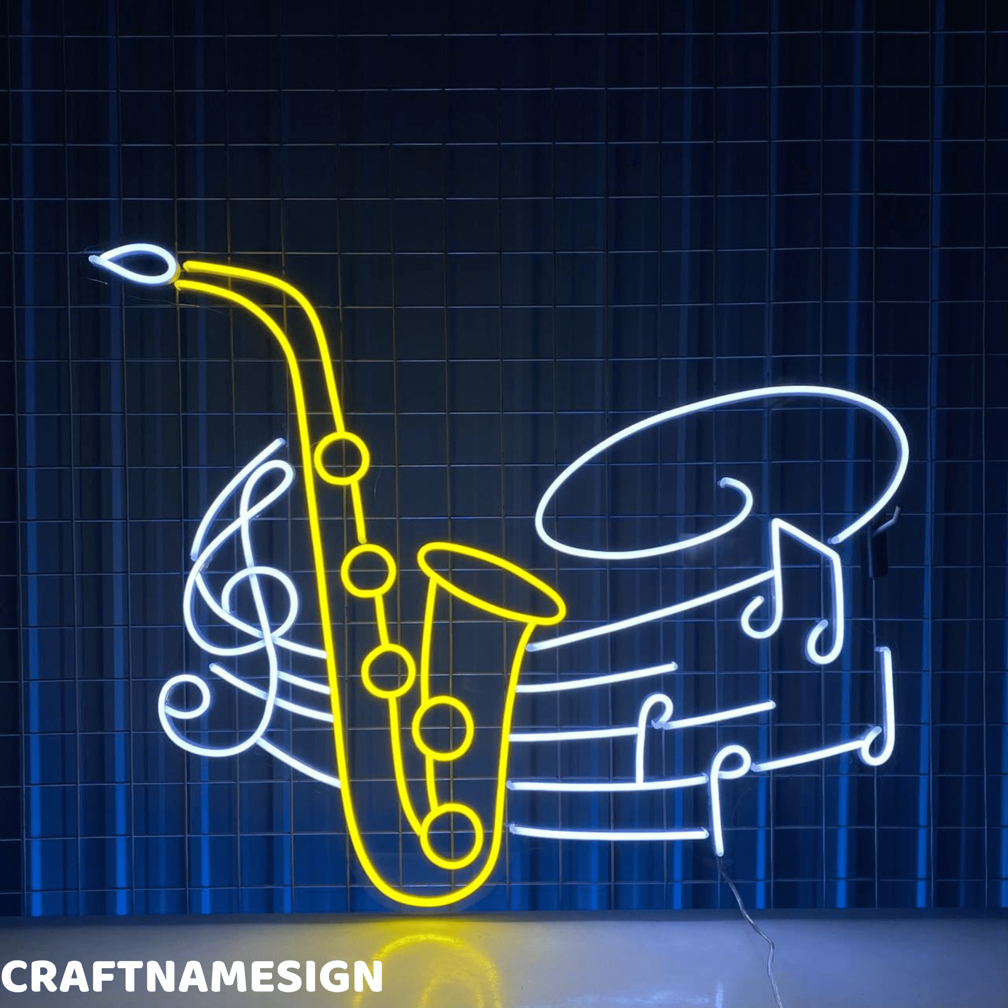 Craftnamesign Saxophone Flow Neon Sign, Saxophone Room Decor, Music ...