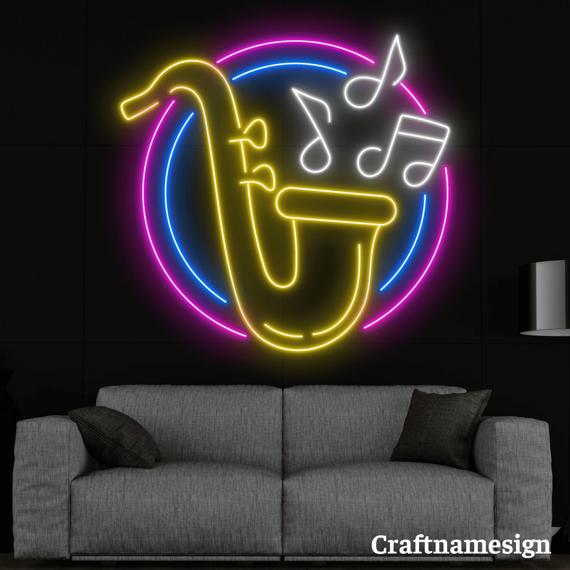 Craftnamesign Saxophone Neon Sign for Music Studio Bar Club Wall Decor ...