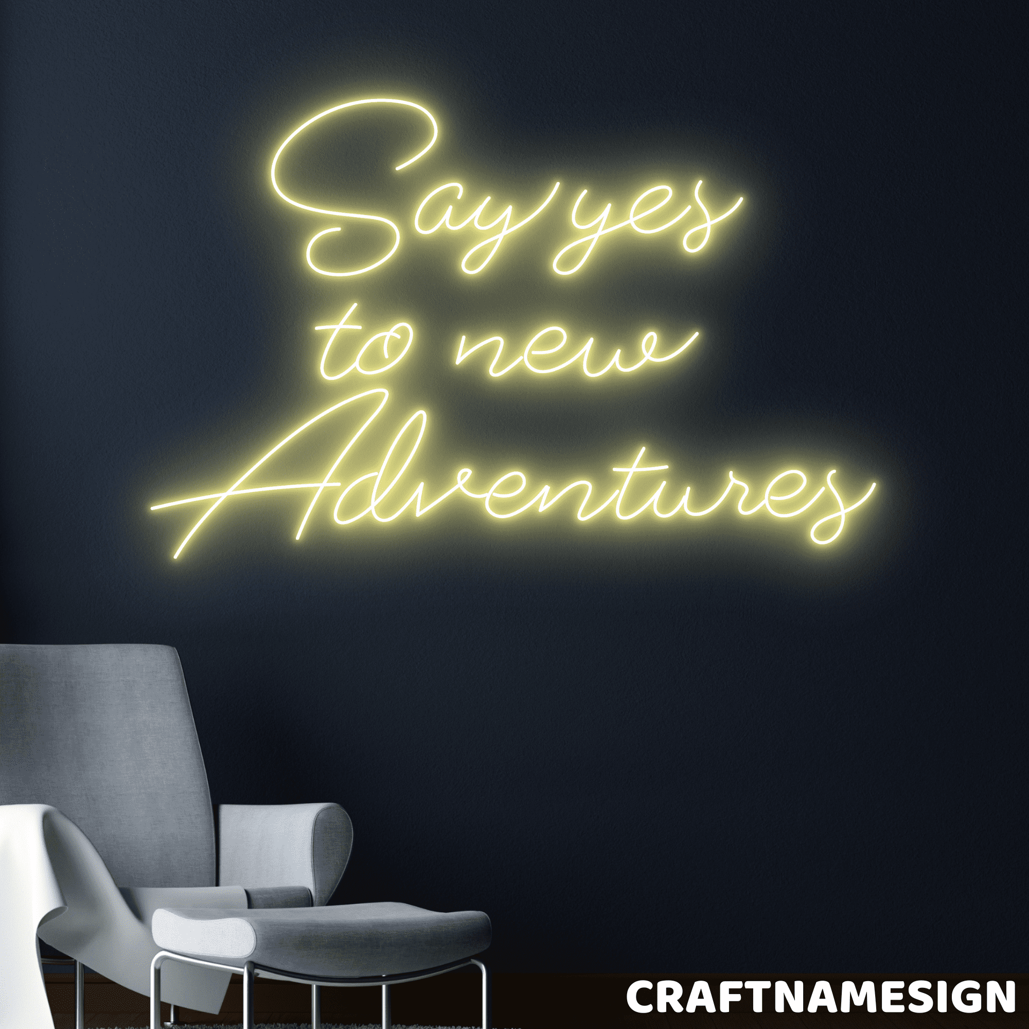 Craftnamesign Say Yes To New Adventures Neon Sign, Wedding Wall Art ...
