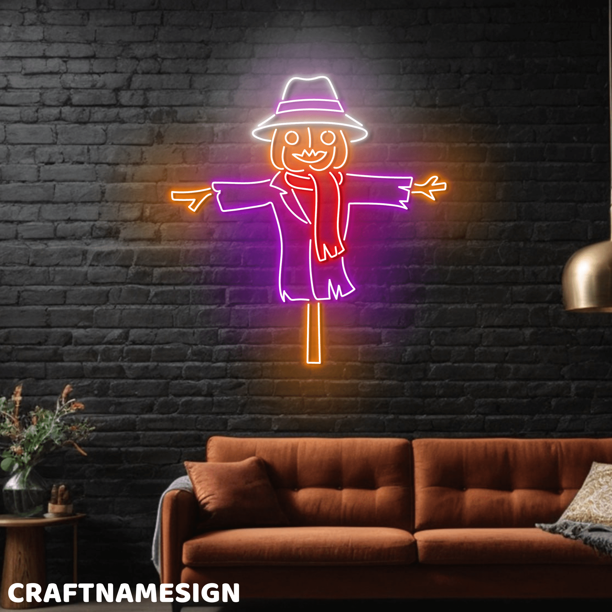 Craftnamesign Scarecrow Pumpkin Neon Light For Halloween Store Wall ...