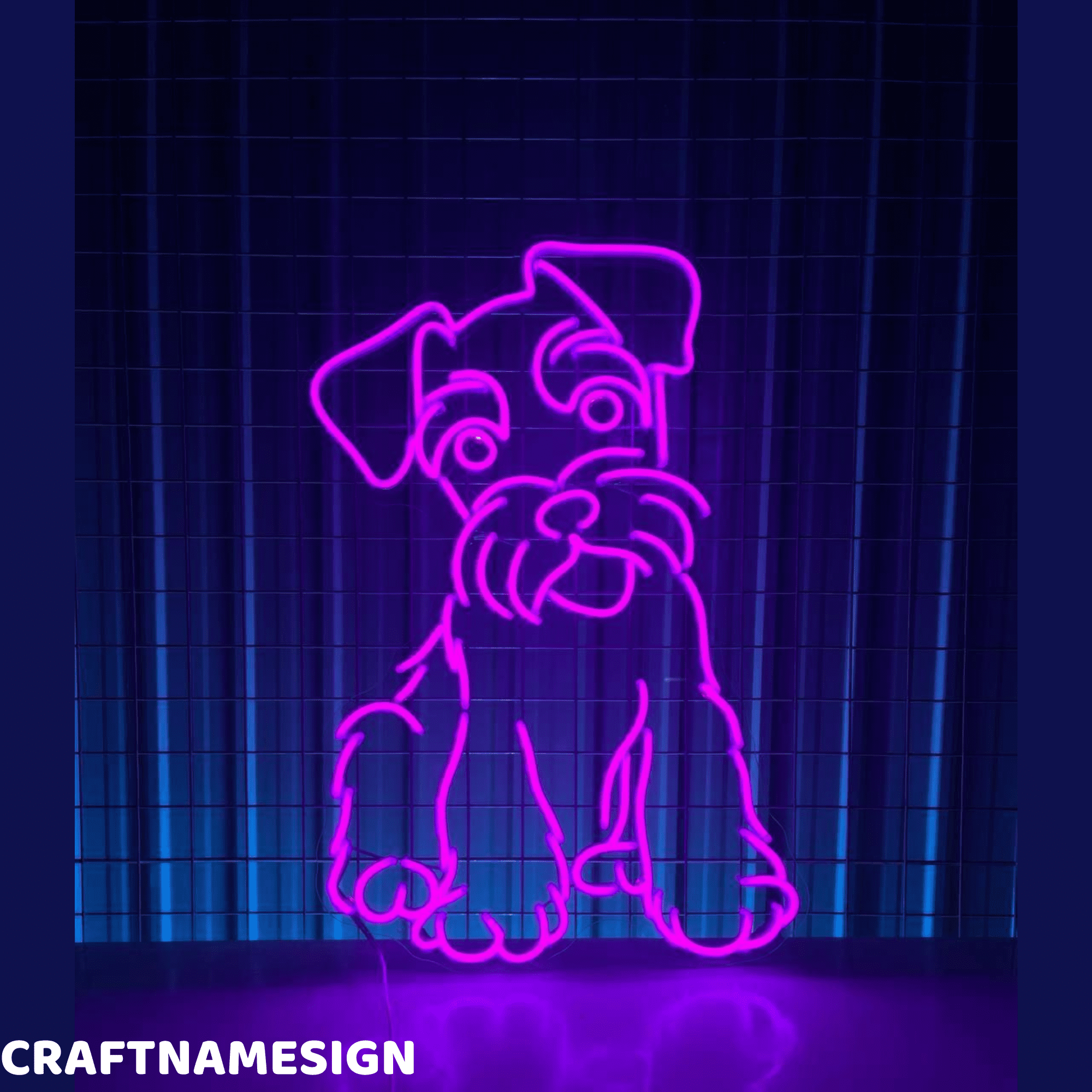 Craftnamesign Schnauzer Dog Neon Sign, Pet Store Wall Decor, Pet Spa ...
