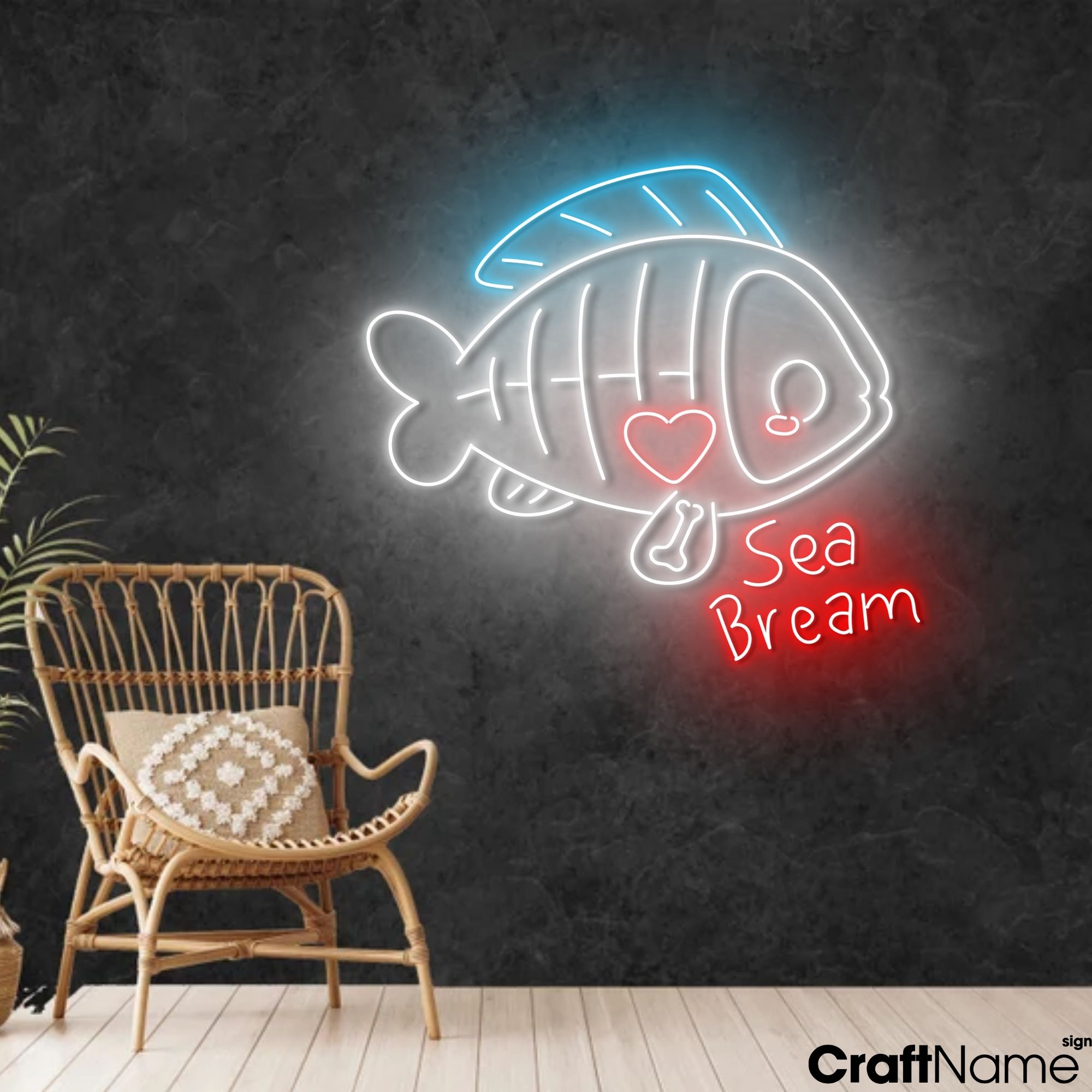 Craftnamesign Sea Bream Skeleton Neon Light Sign Wall Art For ...