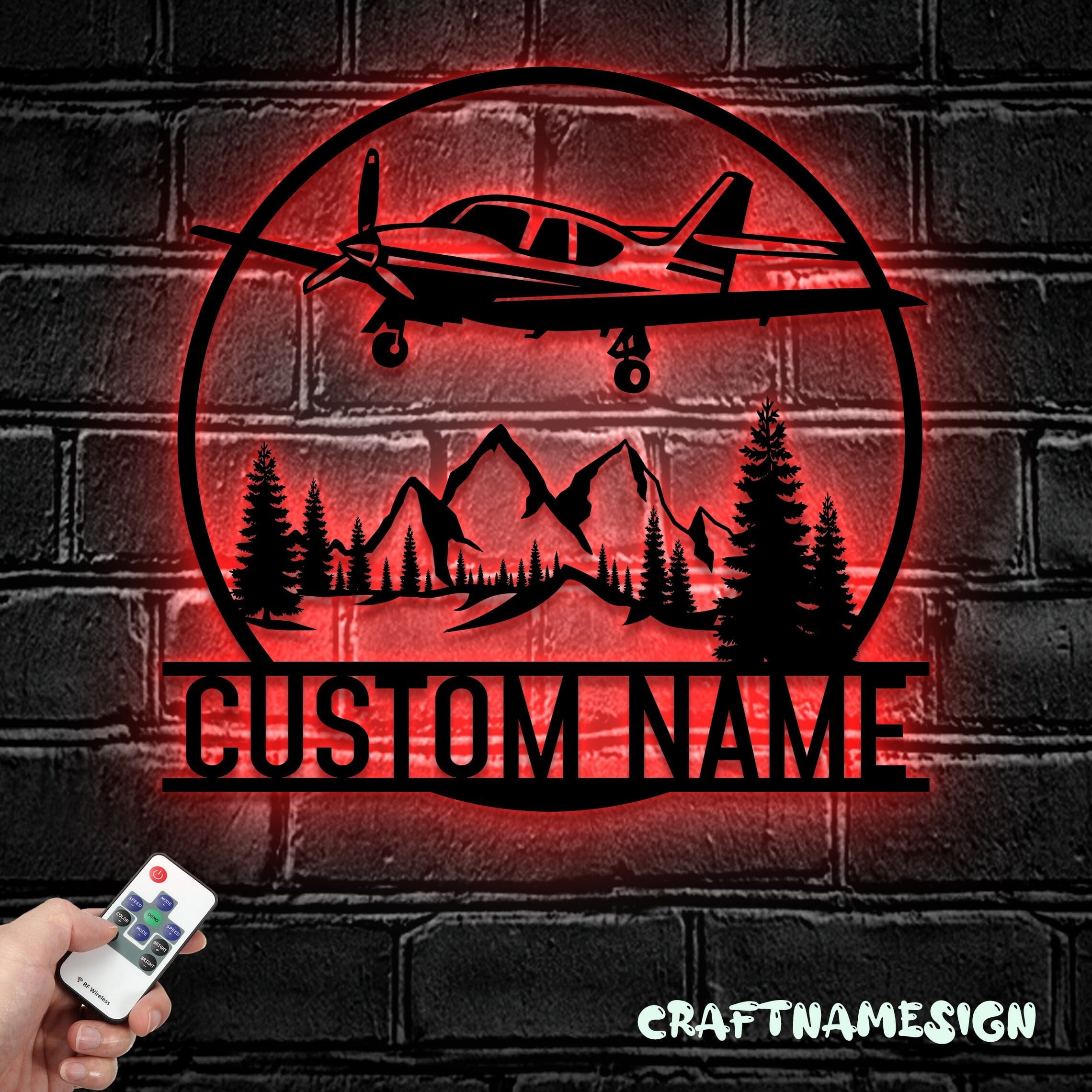 Craftnamesign Custom Aircraft Metal Wall Art LED Light, Personalized ...