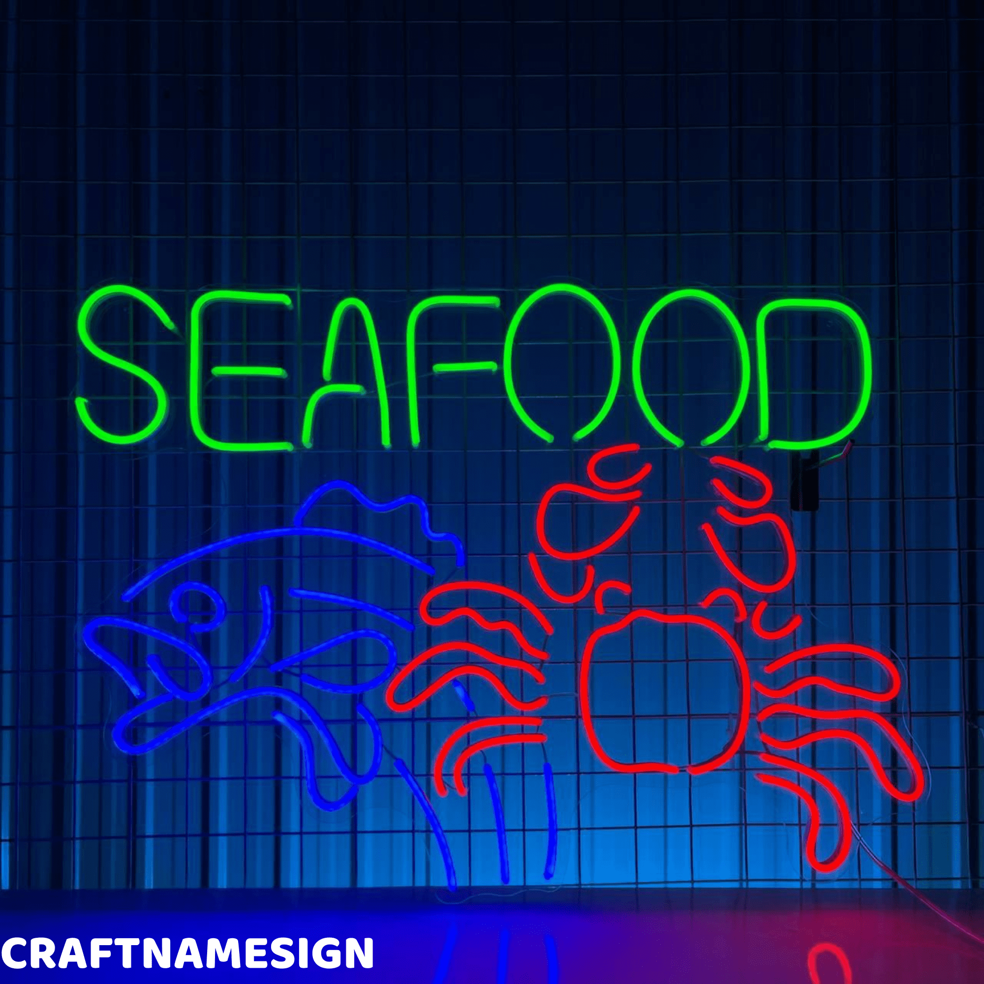 Craftnamesign Seafood Led Sign, Fresh Seafood Wall Decor, Restaurant ...