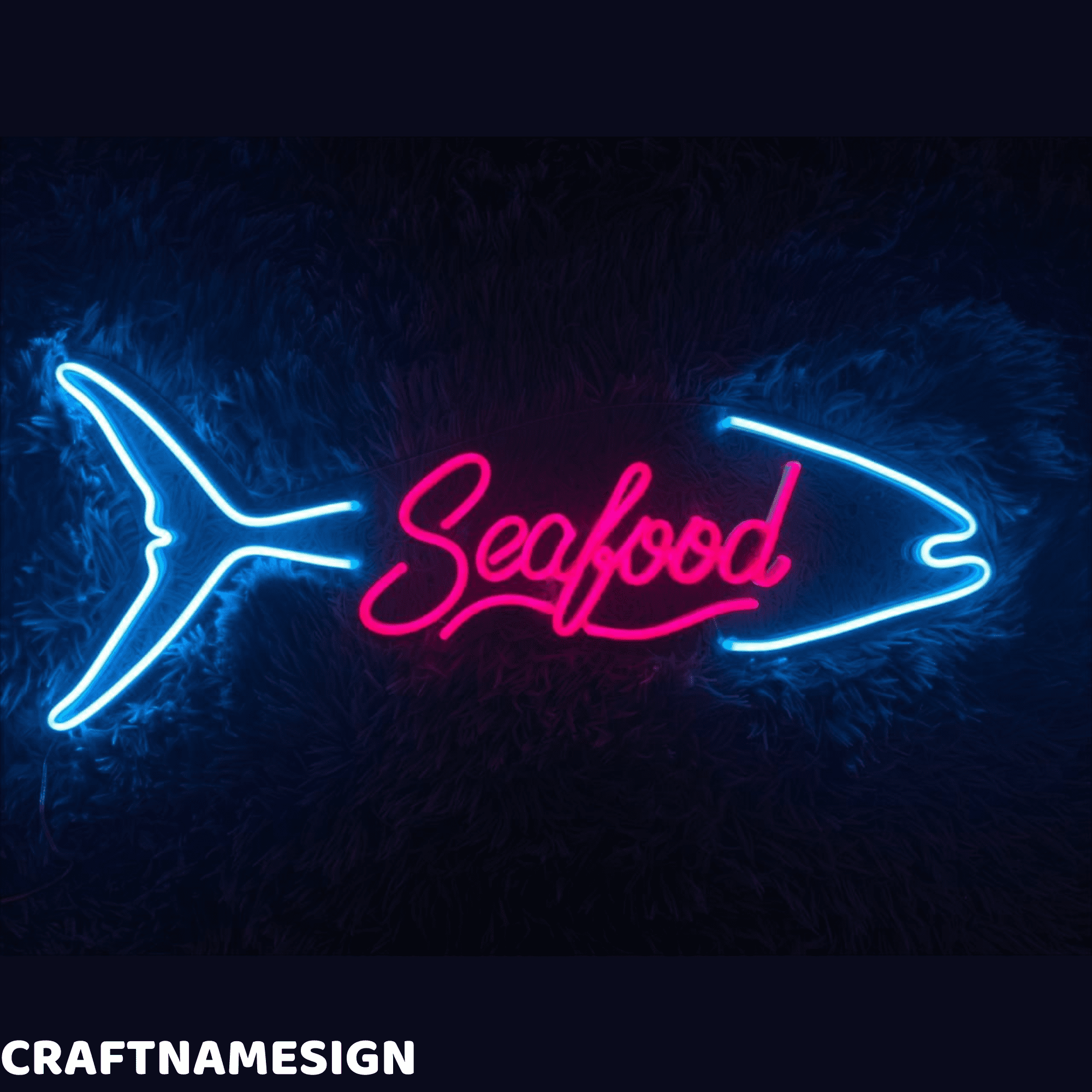 Craftnamesign Seafood Neon Sign, Restaurant Wall Decor, Fish Line Art ...