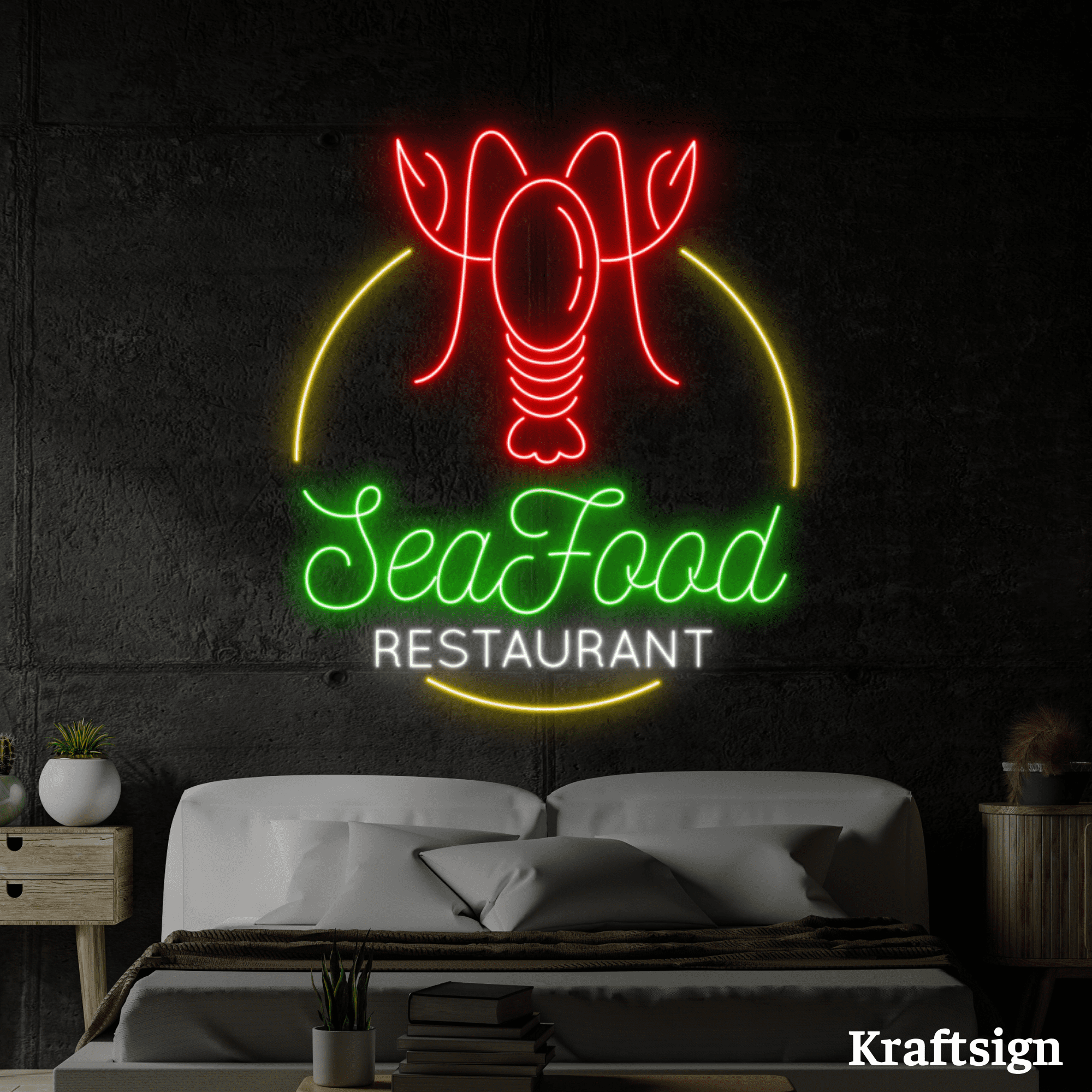 Craftnamesign Seafood Restaurant Neon Sign, Seafood LED Sign, Shrimp ...