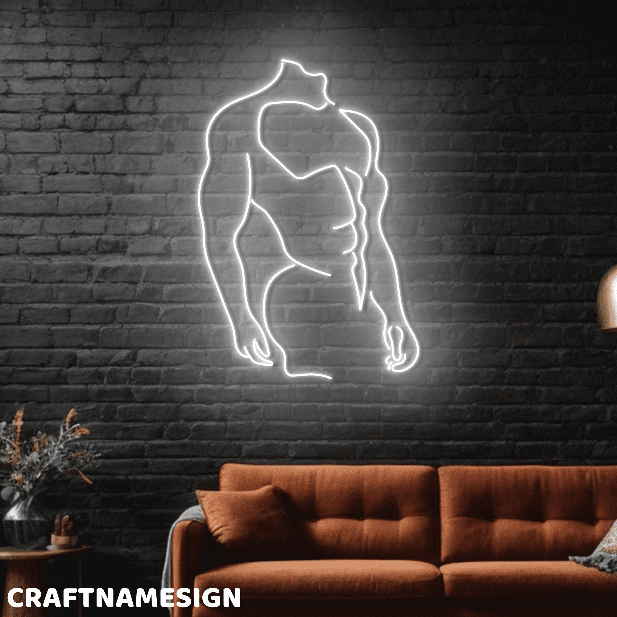 Craftnamesign Sexy Man Neon Sign, Man Body Wall Sign, Gym Room Wall ...