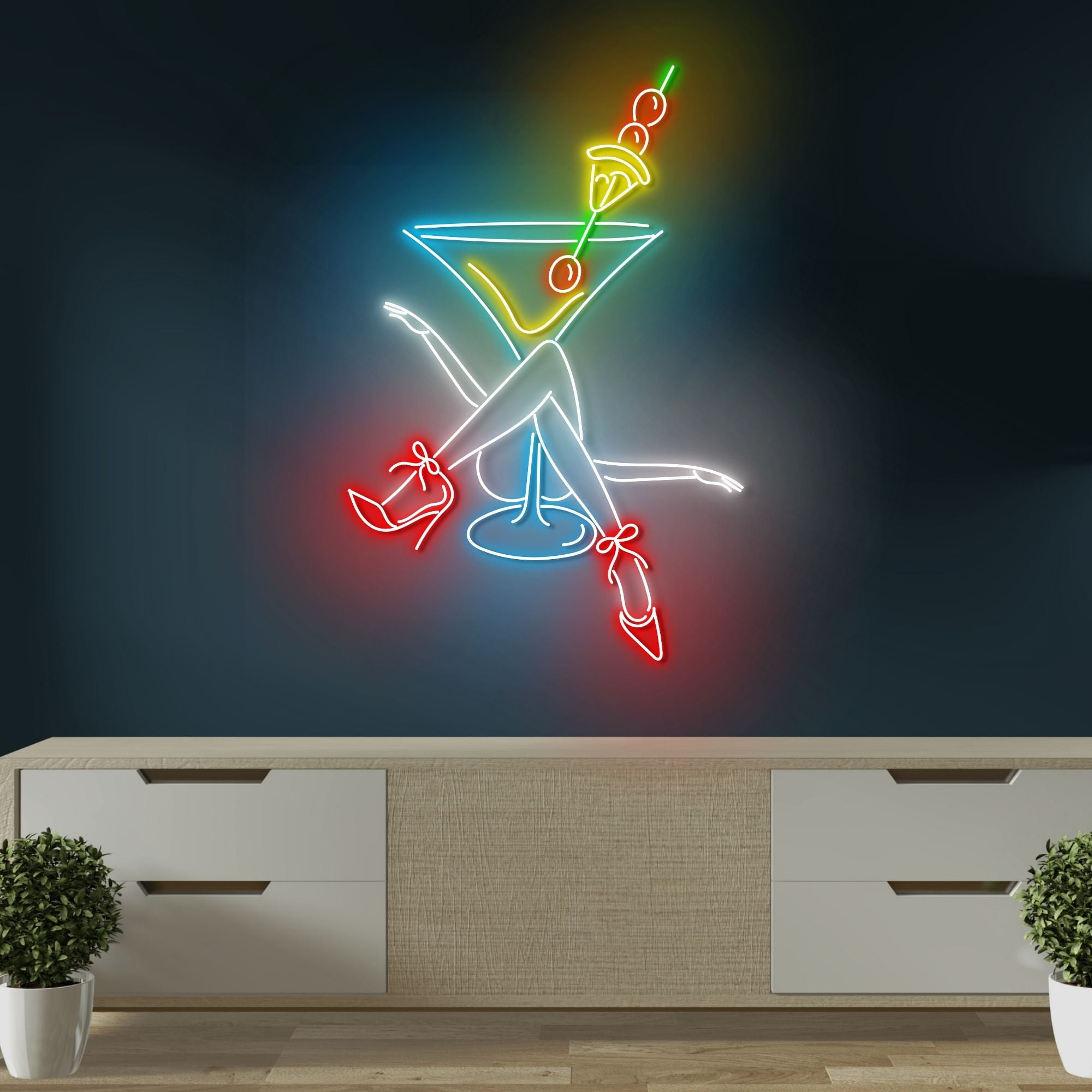 Craftnamesign Sexy Women Cocktail Neon Sign, Sexy Girl Cocktail Bar Led ...