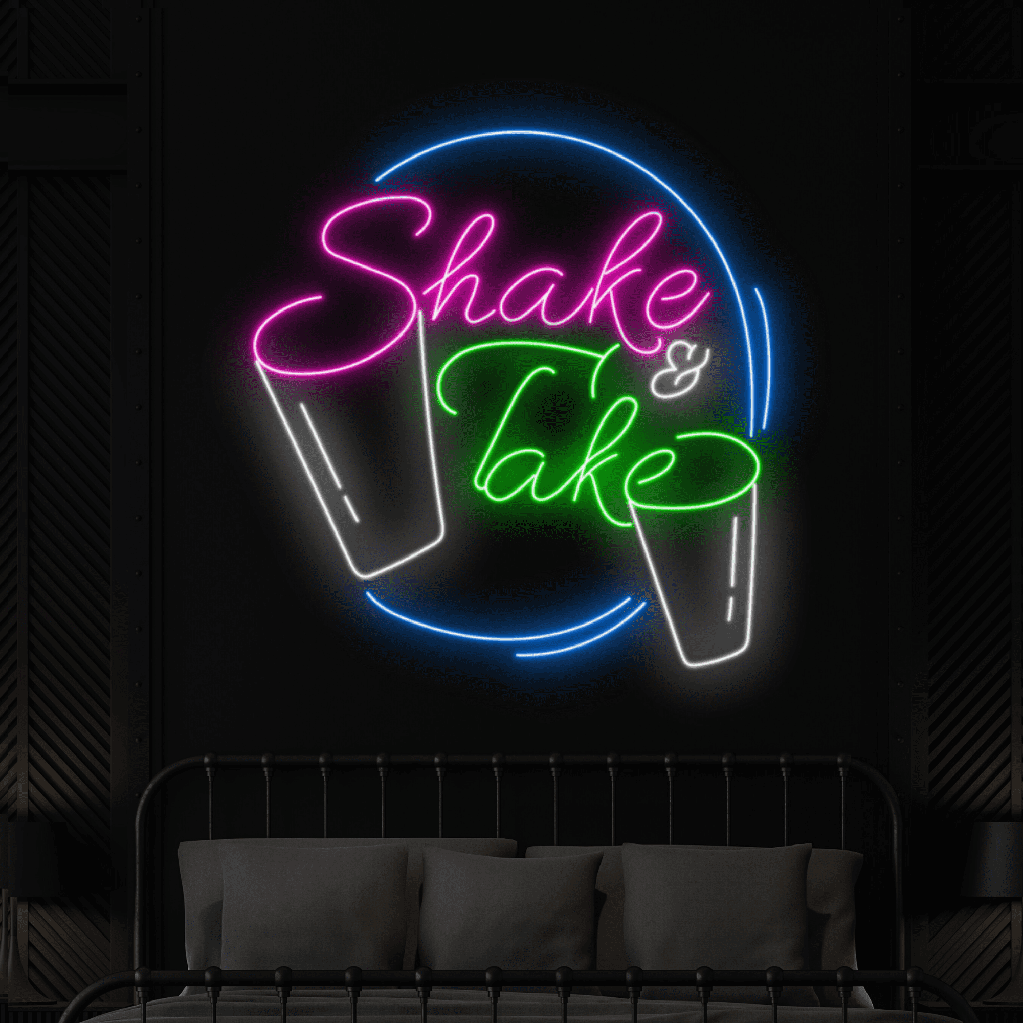 Craftnamesign Shake & Take Neon Sign, Home Bar Decor, Bar Club LED Sign ...