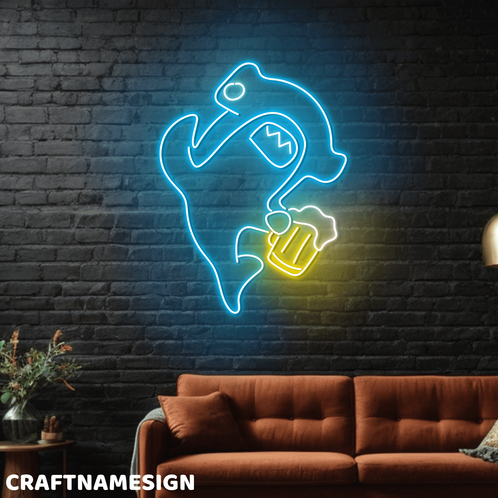 Craftnamesign Shark Beer Neon Sign, Beer Store Wall Art, Bar Pub Wall ...
