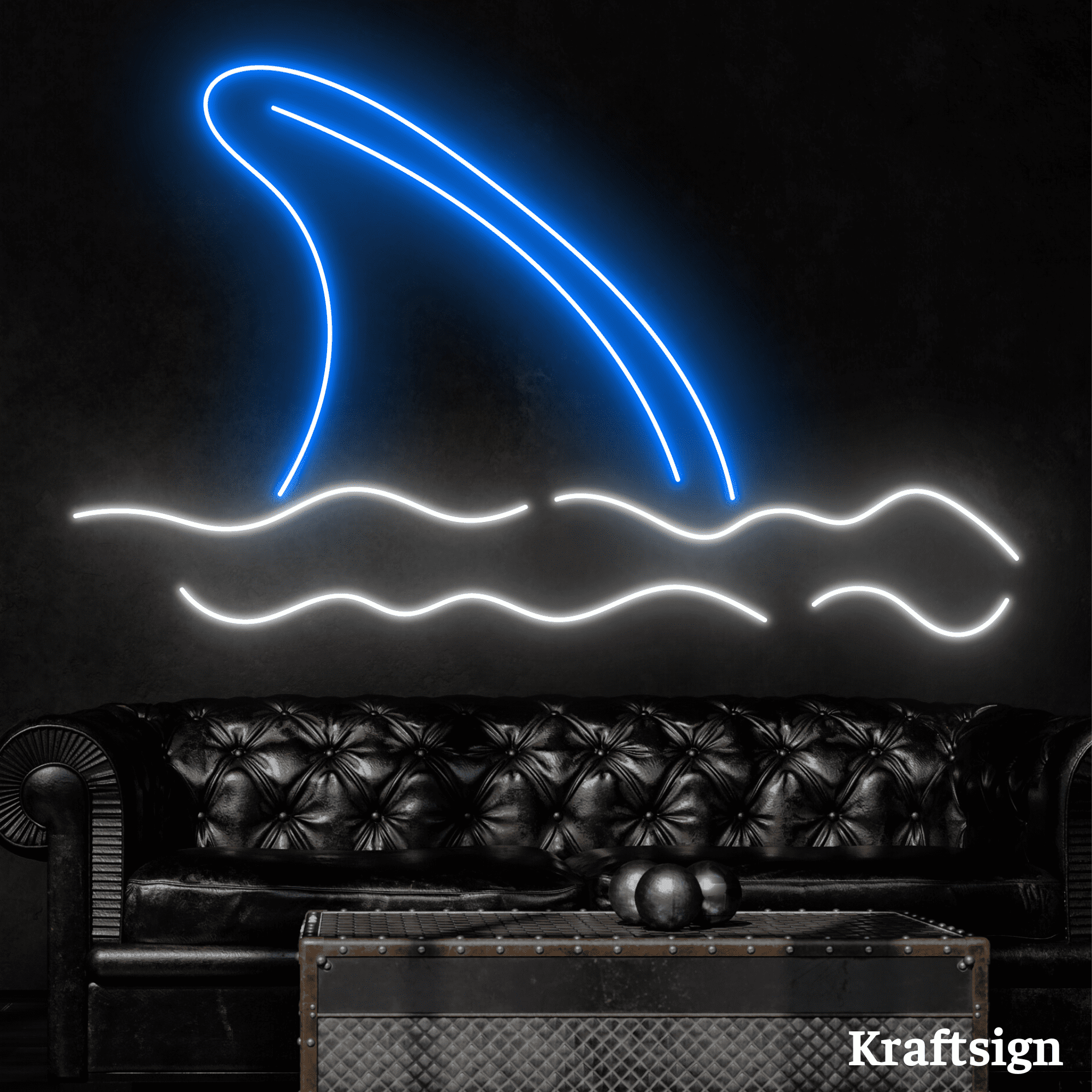 Craftnamesign Shark Fin Neon Sign, Shark Wall Art, Shark Decor, Shark ...