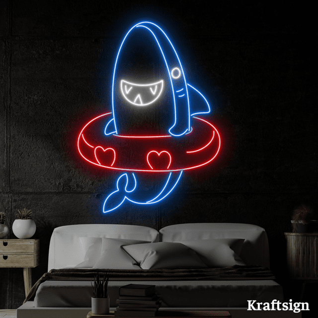 Craftnamesign Shark Neon LED Sign, Swimming Pool Decor, Kid Room Wall ...