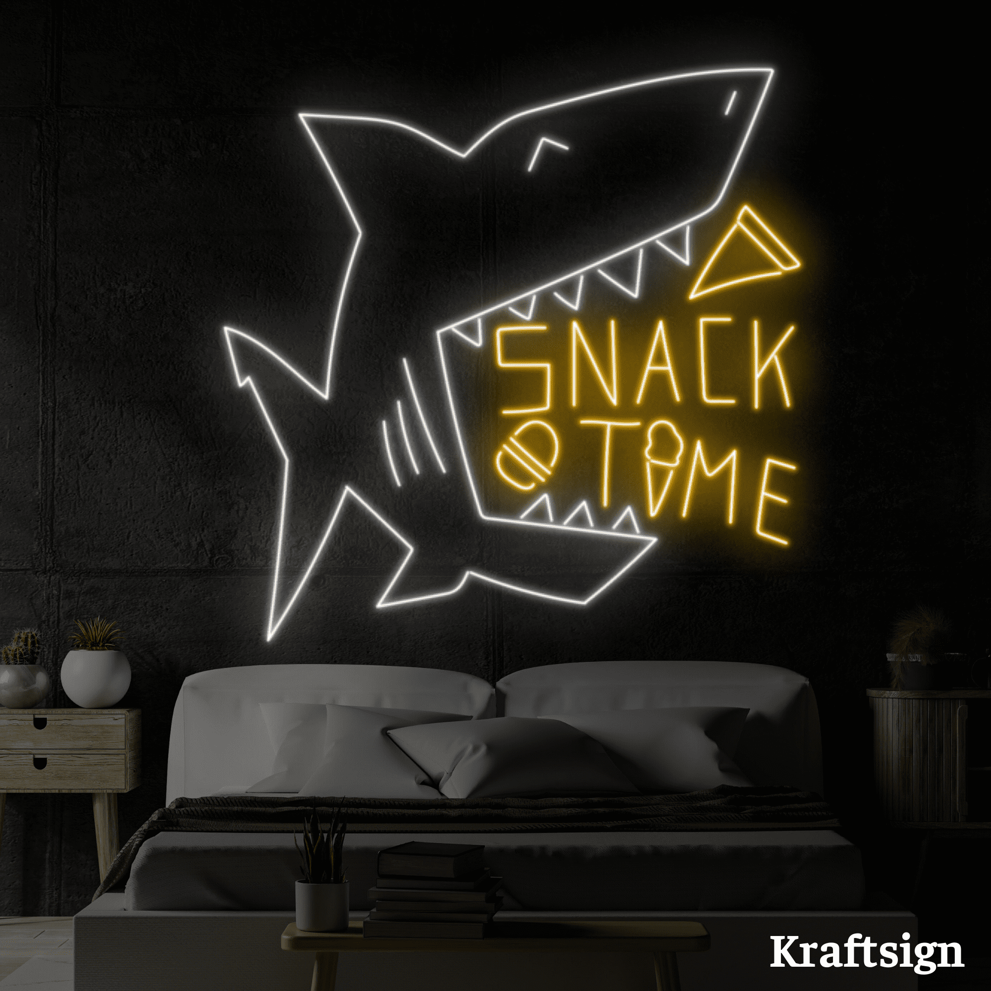 Craftnamesign Shark Neon Sign, Snack Time LED Sign, Grocery Store Decor ...