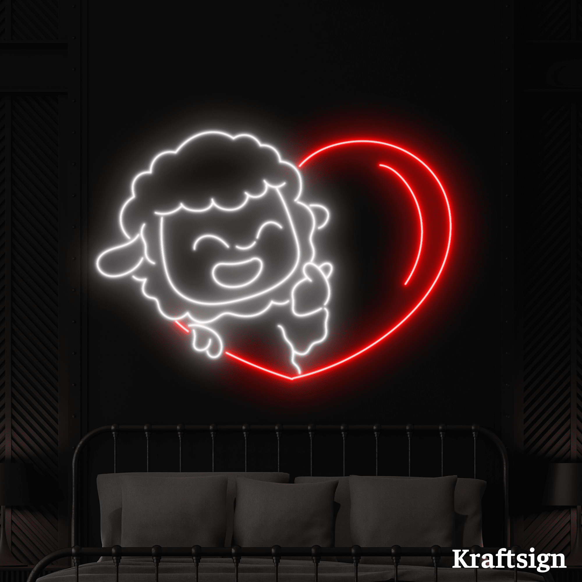 Craftnamesign Sheep Heart Neon Sign, Nursery Room LED Sign, Sheep Lover ...