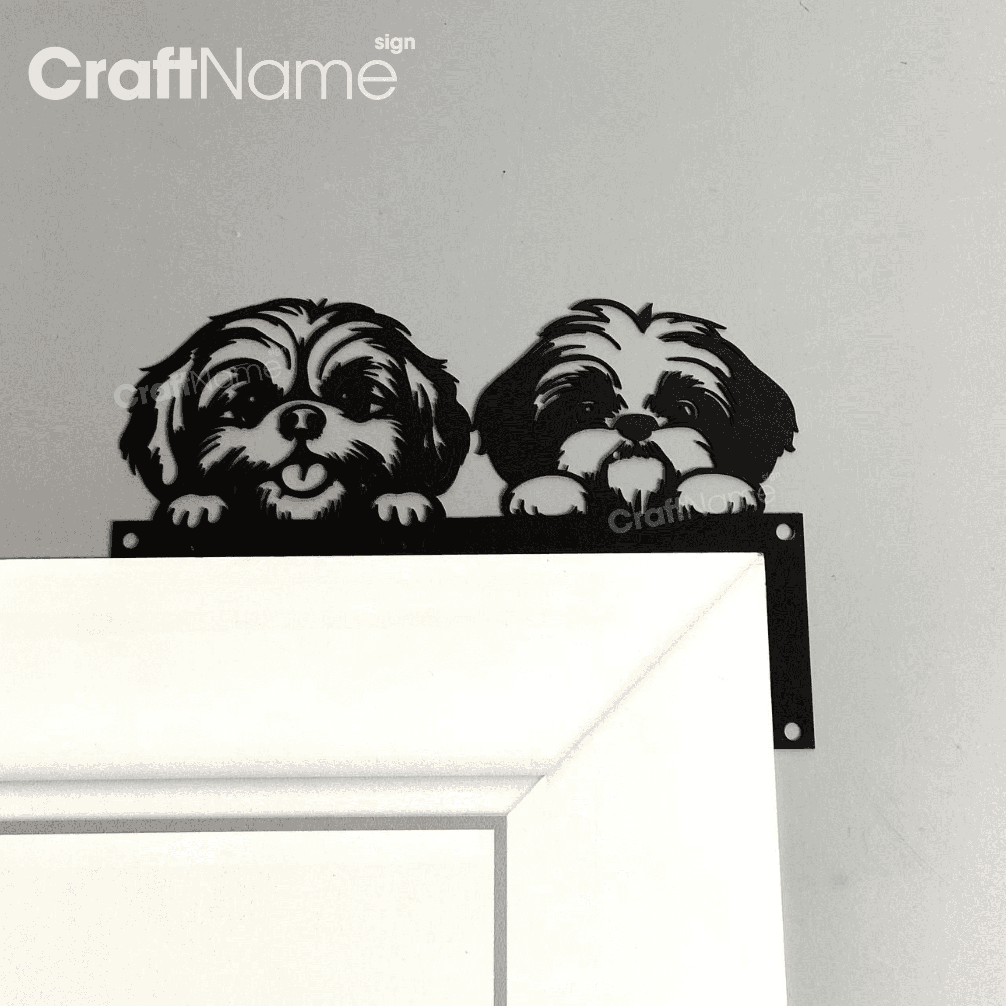 Craftnamesign Shih Tzu Dog Metal Door Corner Sign, Peeking Shih Tzu Dog ...