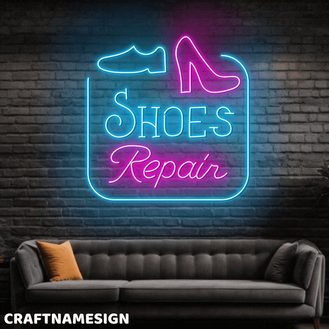 Craftnamesign Shoes Repair Neon Sign, Welcome Sign For Shoe Repair Shop ...
