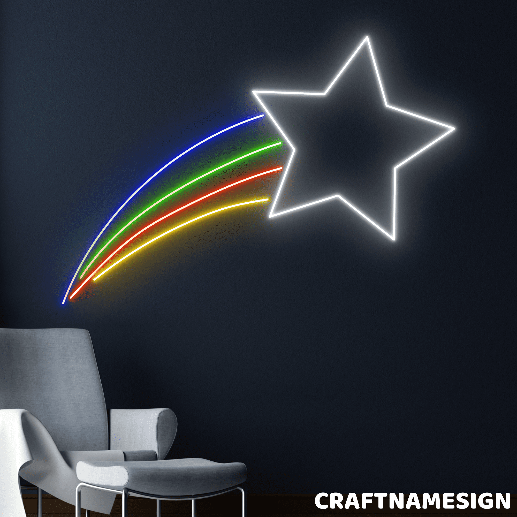 Craftnamesign Shooting Star Neon Sign, Meteor Wall Art, Kids Room Wall ...