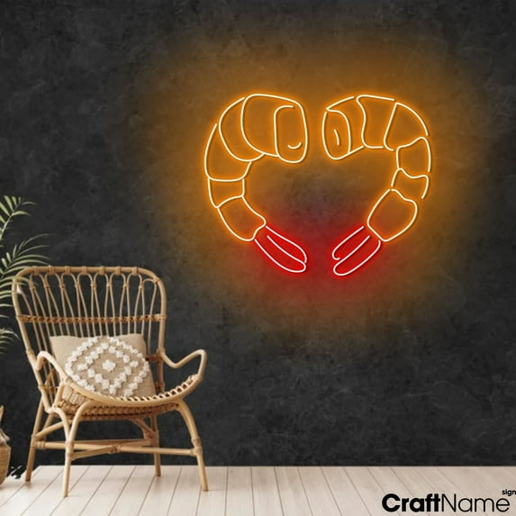 Craftnamesign Shrimp Love Neon Light, Restaurant LED Sign, Shrimp Wall ...