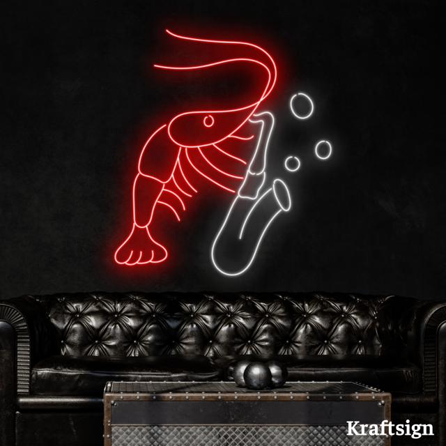 Craftnamesign Shrimp Playing Trumpet Neon Sign, Seafood Restaurant ...