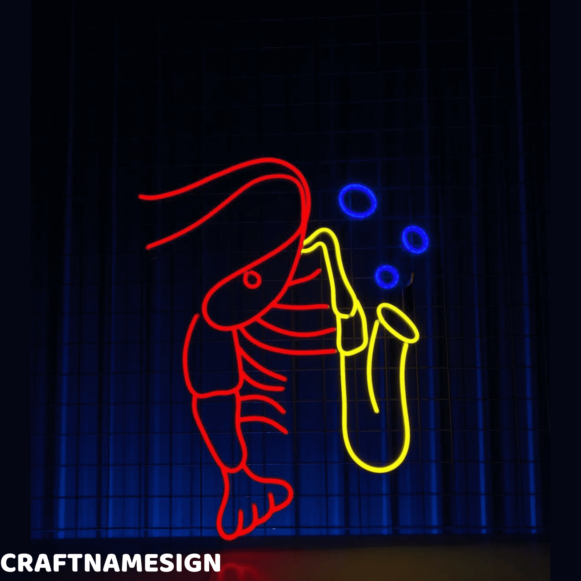 Craftnamesign Shrimp Saxophone Led Sign, Saxophone Wall Art, Music ...