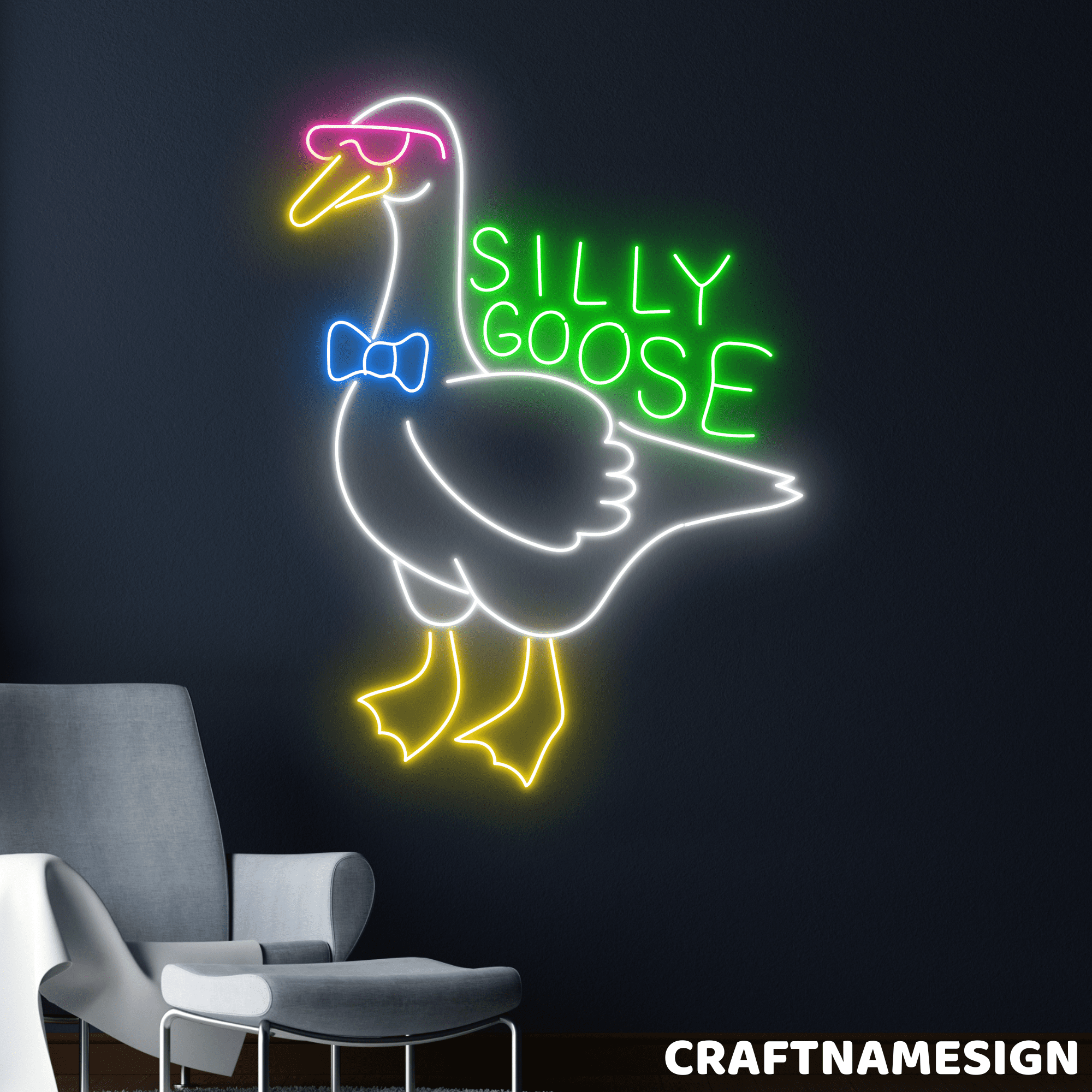 Craftnamesign Silly Goose Neon Sign, Bar Pub Wall Decor, Kids Zone Wall ...