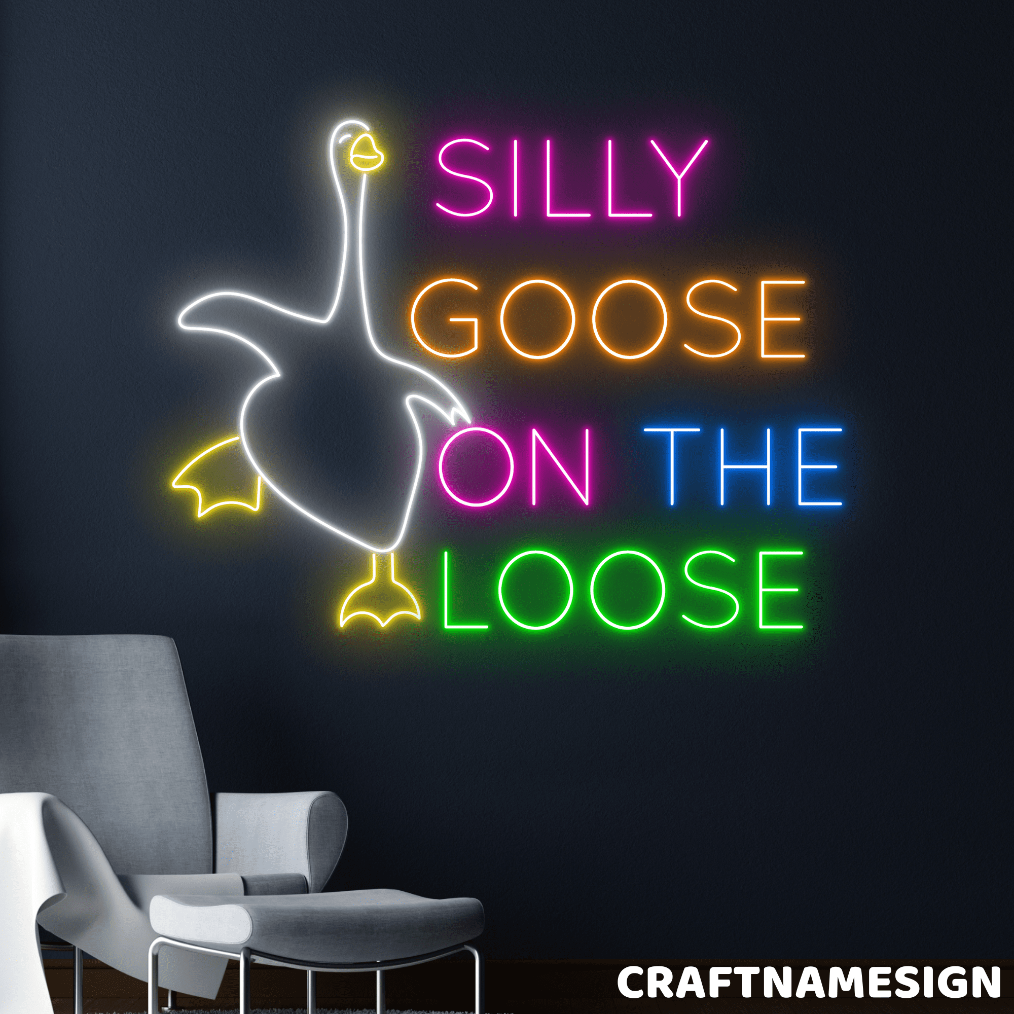 Craftnamesign Silly Goose On The Loose Neon Sign, Bar Pub Wall Decor ...