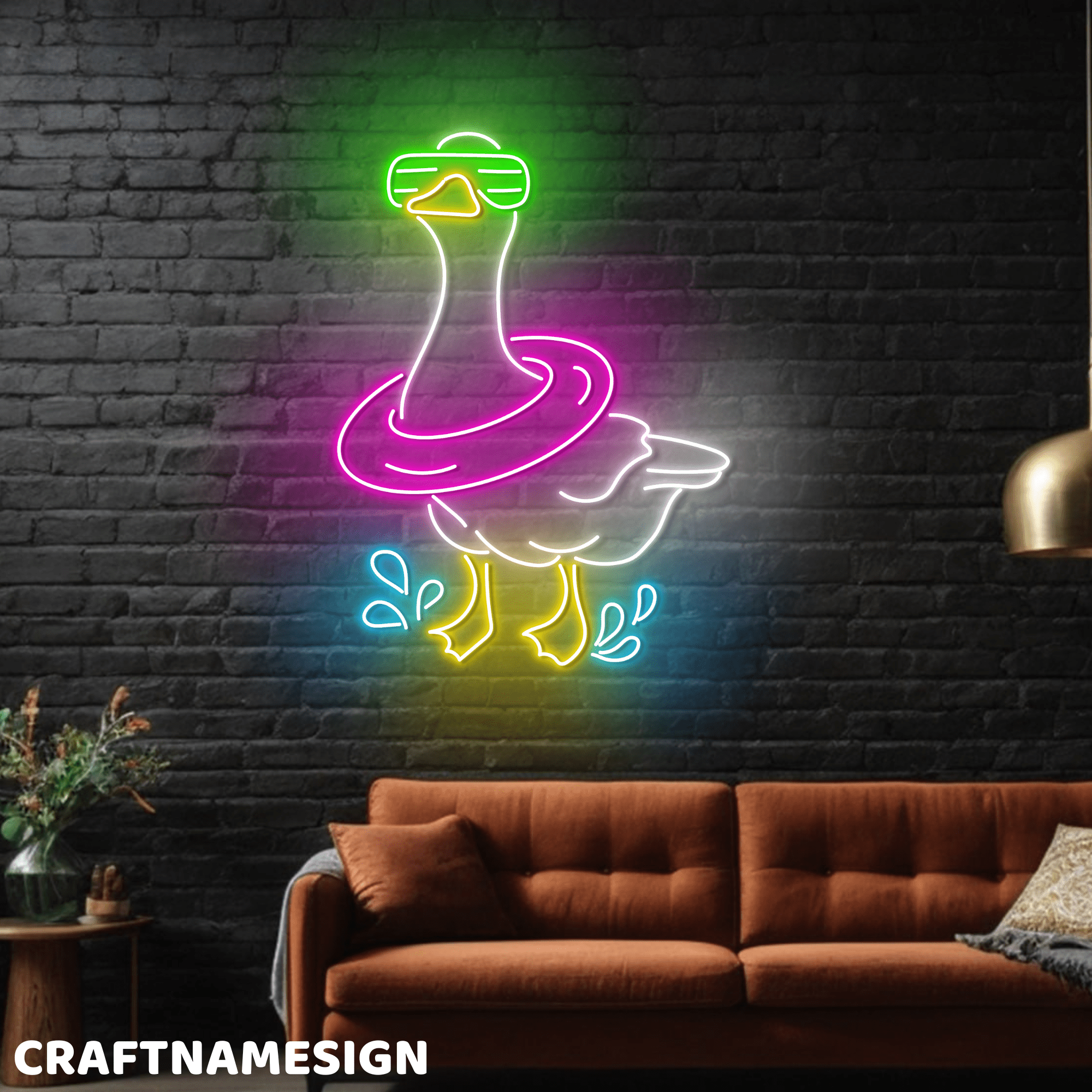 Craftnamesign Silly Goose With Glasses Neon Light For Kids Room Kids ...
