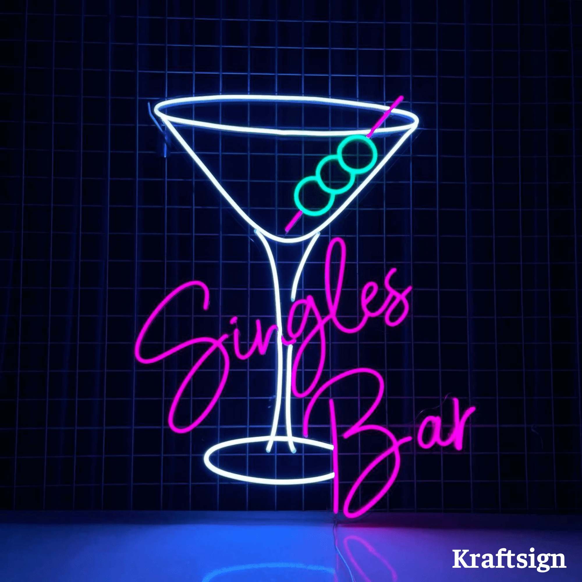 Craftnamesign Singles Bar Neon Sign, Bar Club LED Sign, Home Bar Decor ...