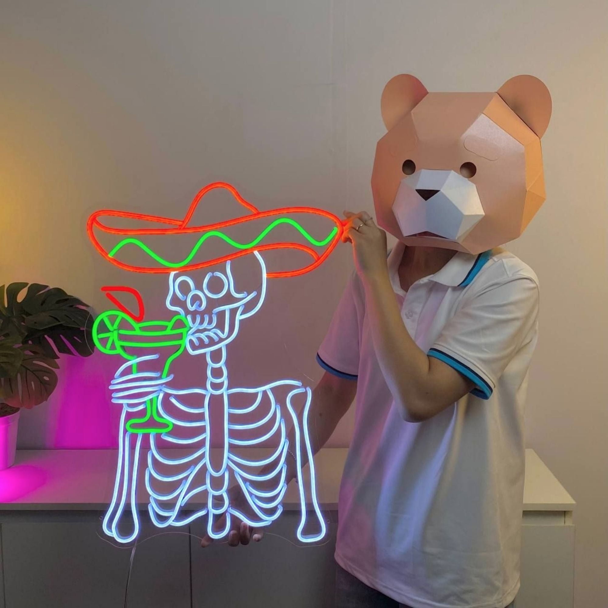 Craftnamesign Skeleton Drink Tequila Neon Light Wall Decor, Mexican ...