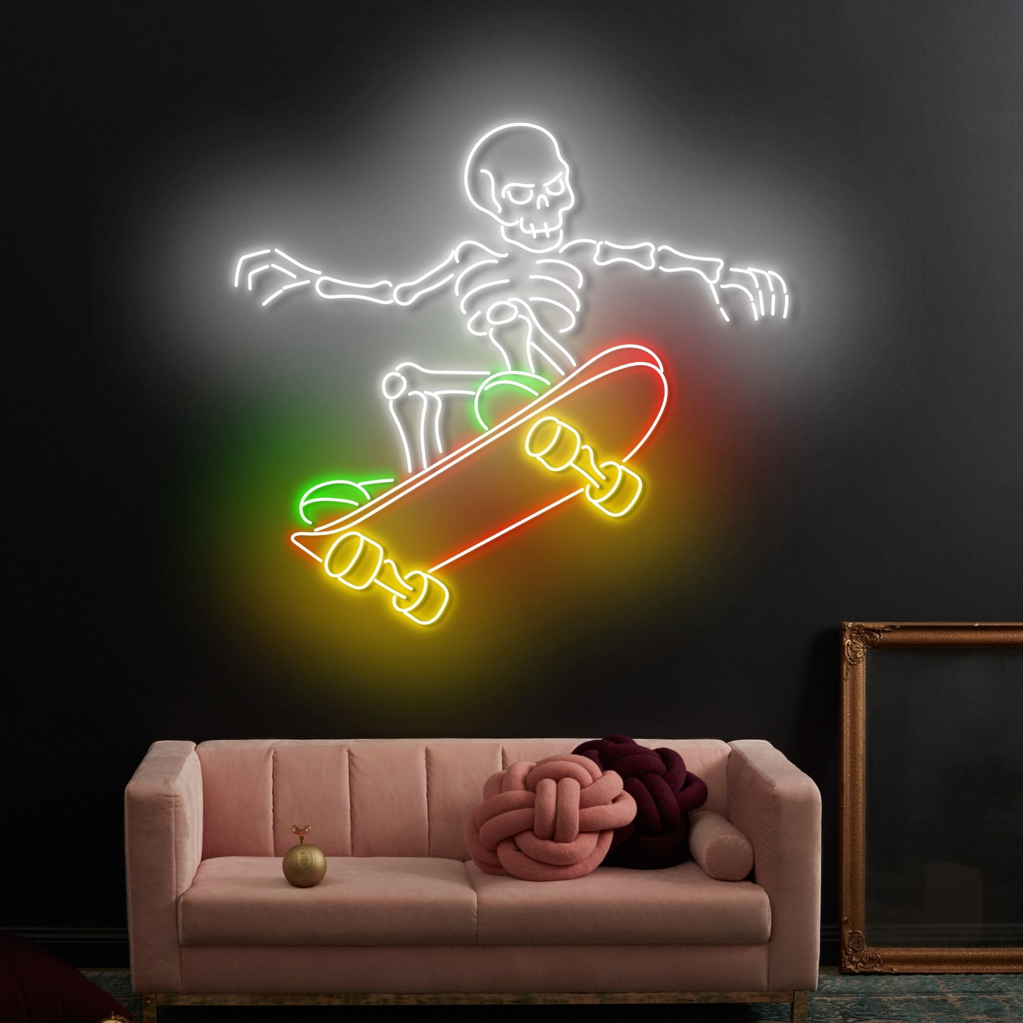 Craftnamesign Skeleton Skateboard Neon Sign Decor, Skeleton ...