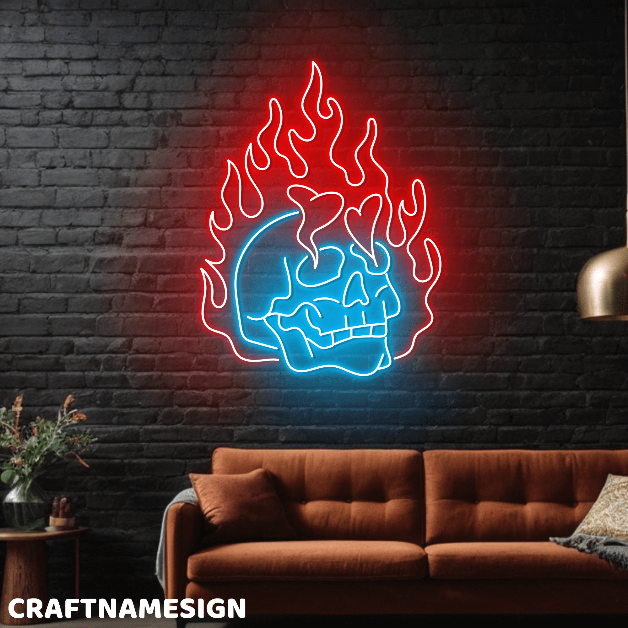 Craftnamesign Skull Flaming Neon Light Artwork For Bar Pub Halloween ...